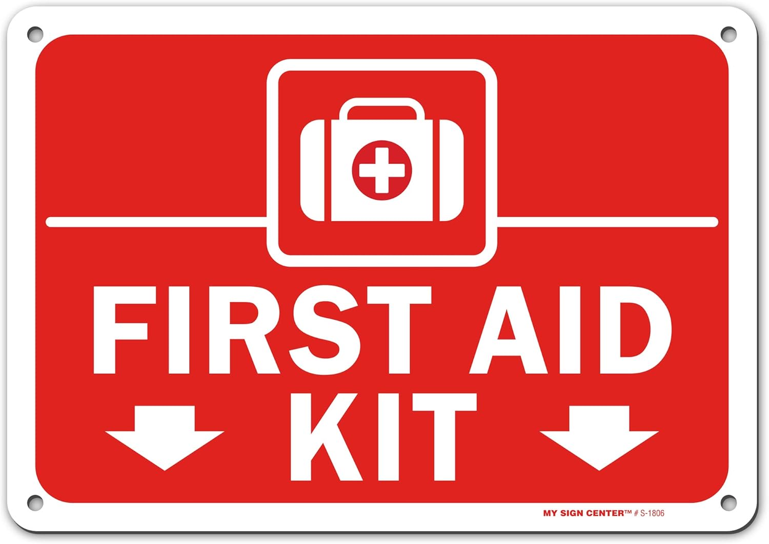 First Aid Kit Sign, 7" x 10" 0.40 Aluminum, Fade Resistance, Indoor ...