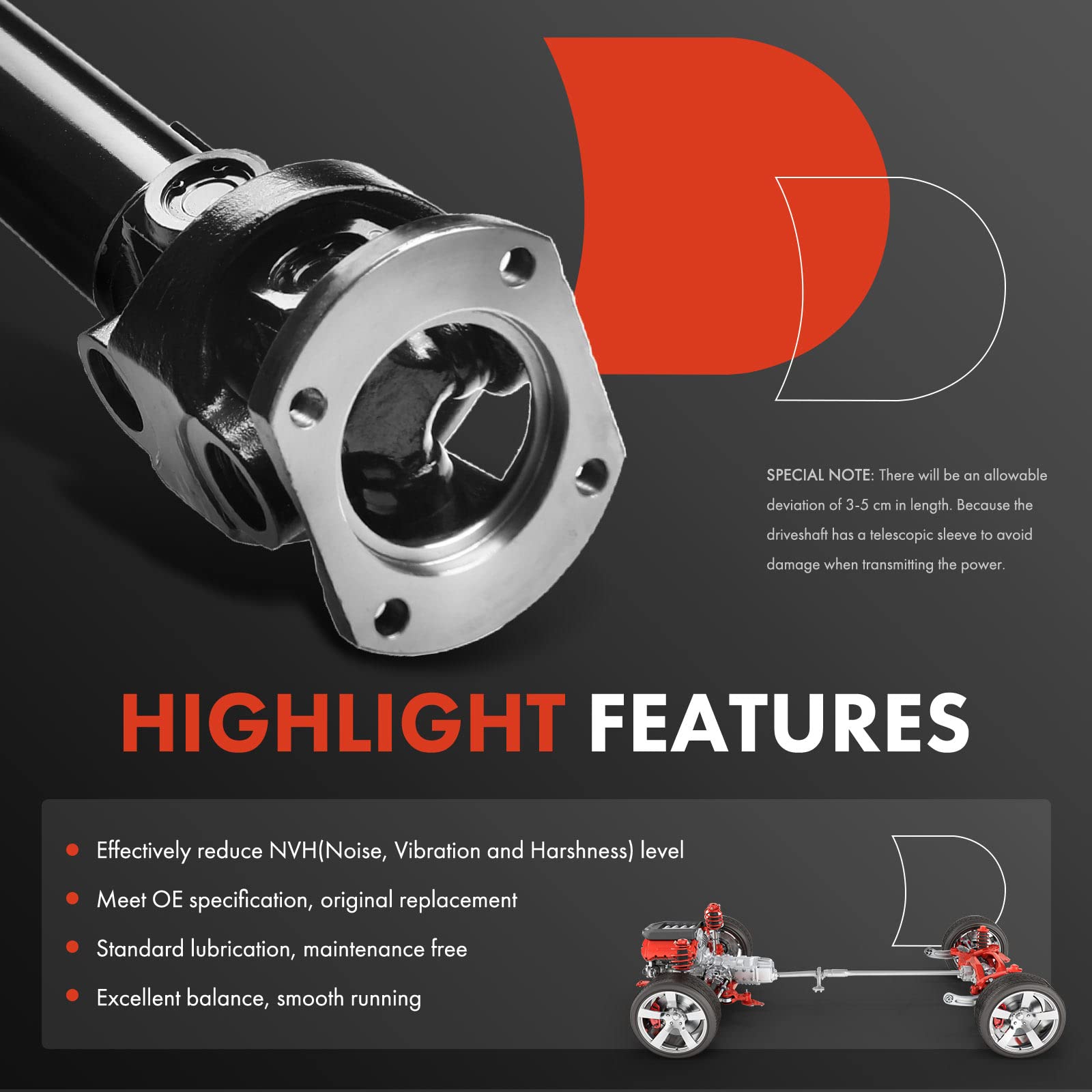 A-Premium Front Complete Drive Shaft Prop Shaft Driveshaft Assembly ...