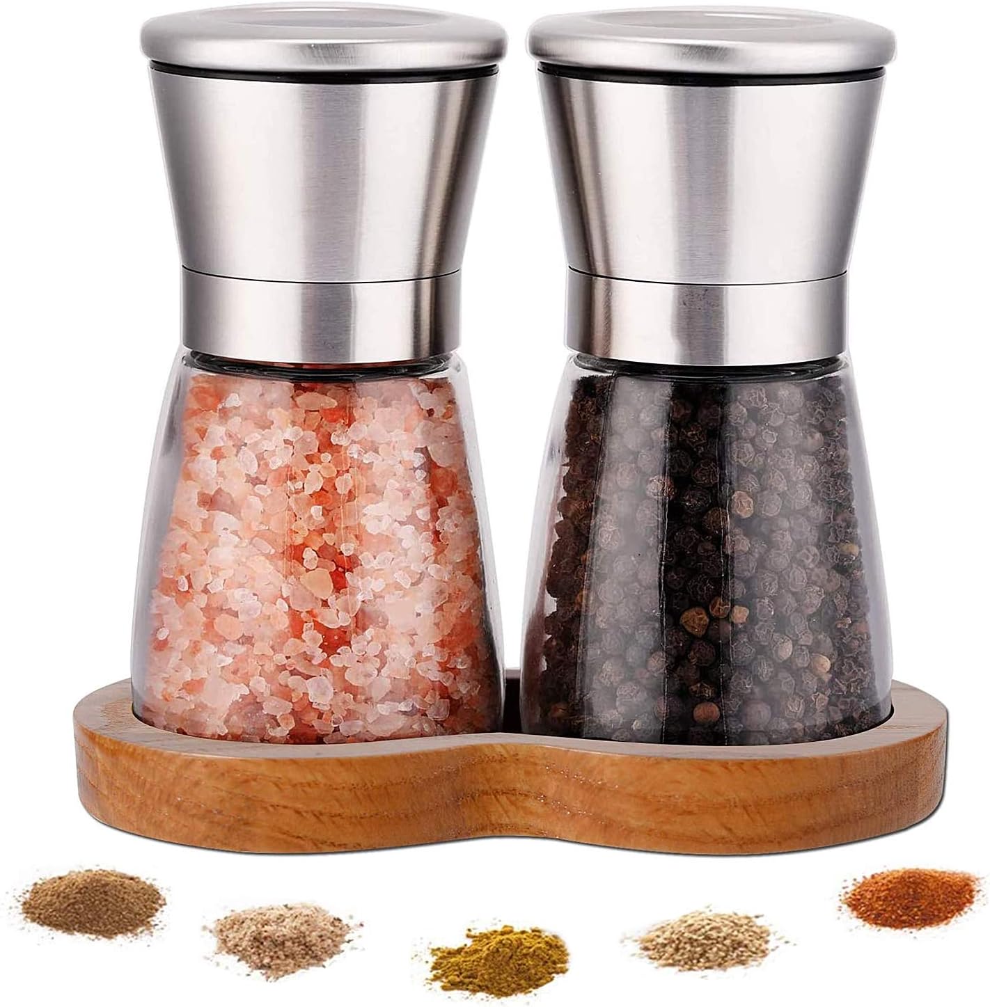 Amazon.com: Premium Stainless Steel Salt and Pepper Grinder Set - Short ...