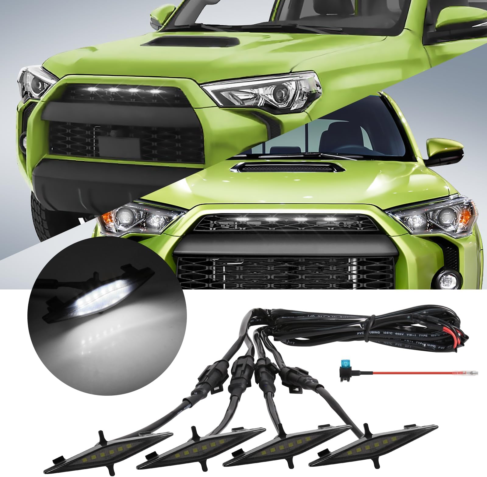 Amazon.com: FICOLPO 4 Pcs Grille Lights Compatible with 2014-2023 ...