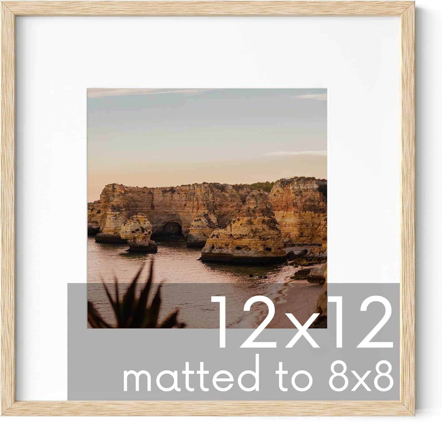 Amazon.com - HAUS AND HUES Beige Oak Wood 12x12 Picture Frame Matted to ...