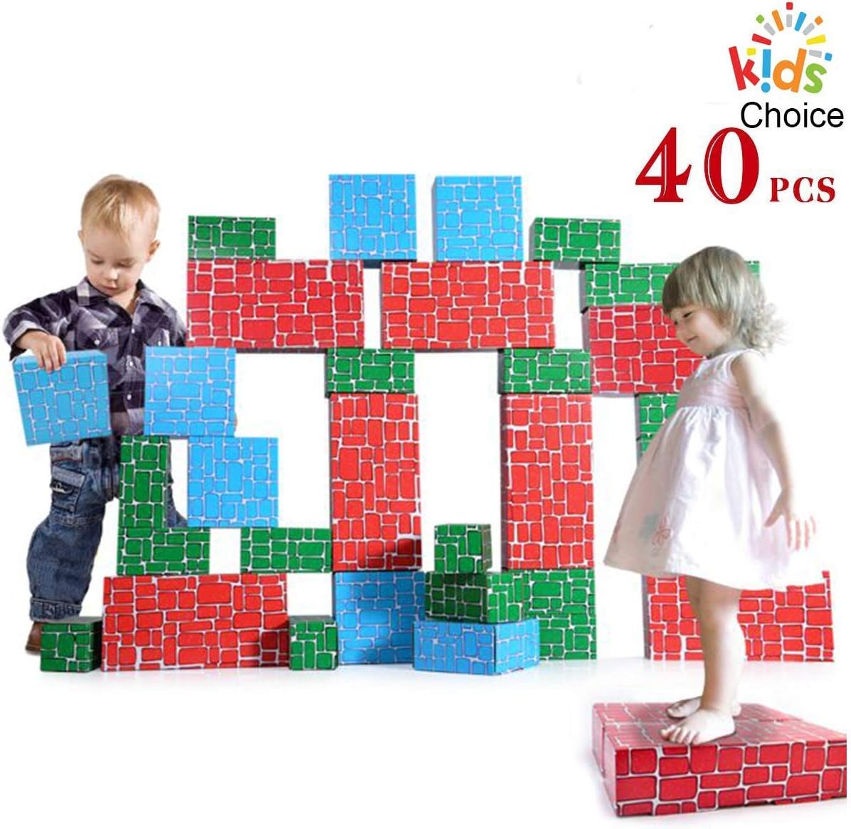 Amazon.com: Cardboard Blocks,40pcs Building Blocks Extra-Thick Jumbo ...