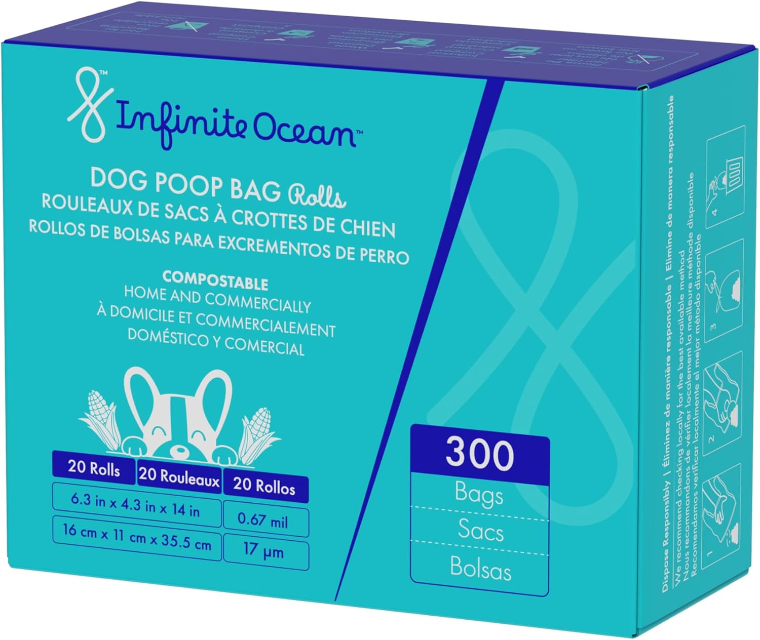 Amazon.com : Infinite Ocean Home Compostable Dog Poop Bag Rolls, 300 ...