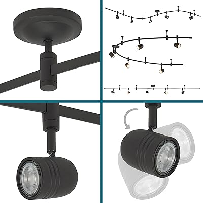 Pro Track Heavy Duty Axel 6-Head LED Ceiling Track Light Fixture Kit ...