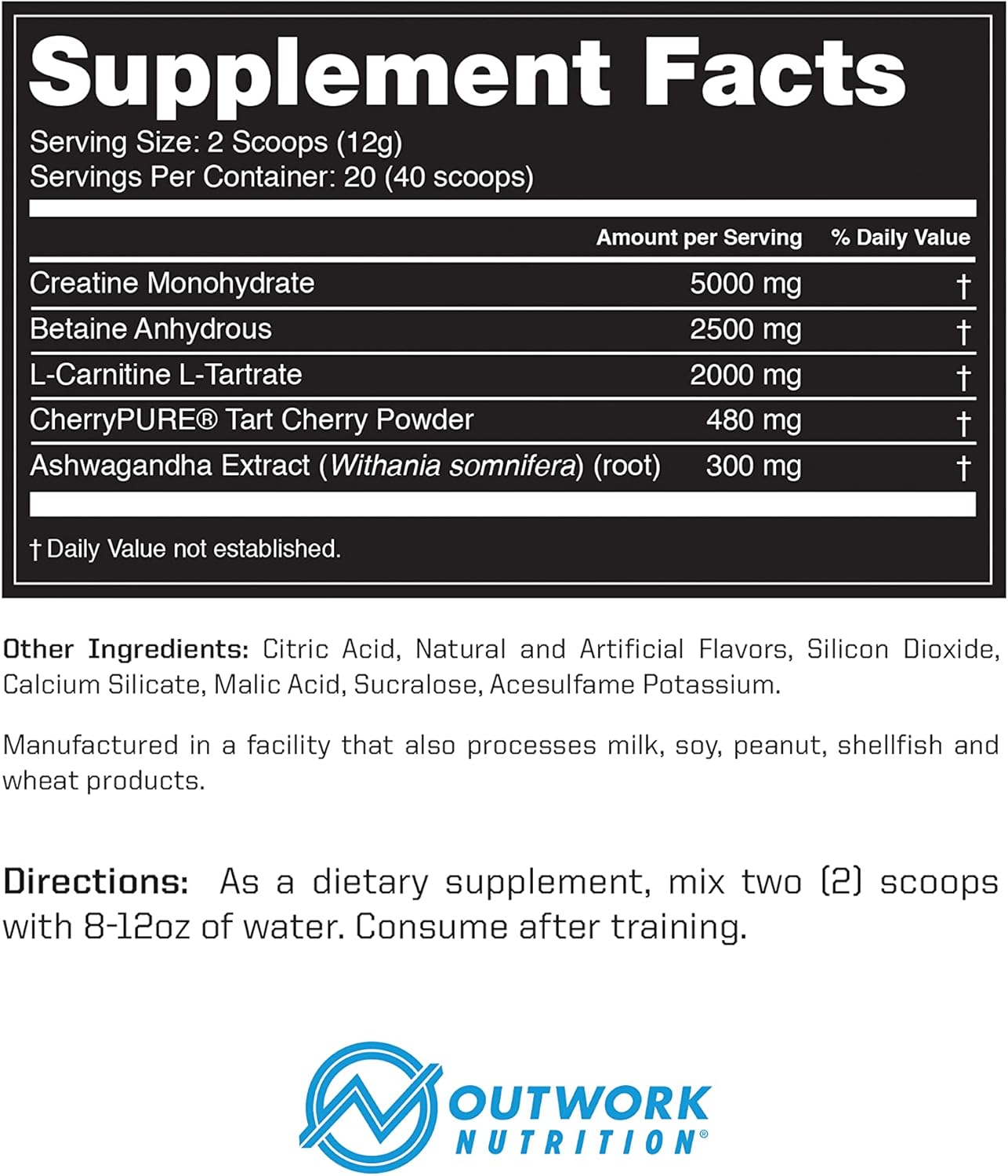 Outwork Nutrition Suplemento de recuperación – Bebida de recuperación ...