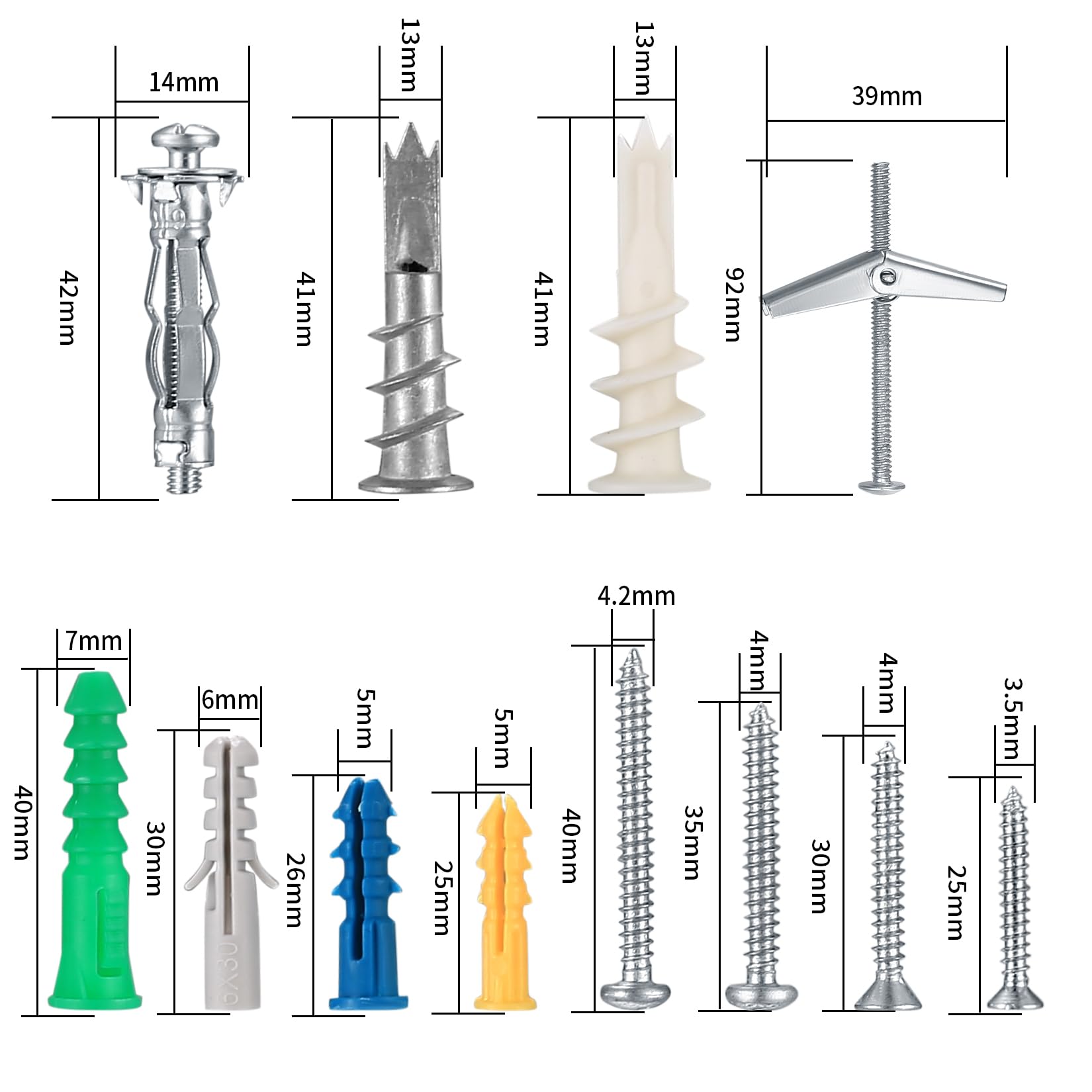 114 Assorted Plasterboard Screws and Wall Plugs Set, Cavity Wall ...