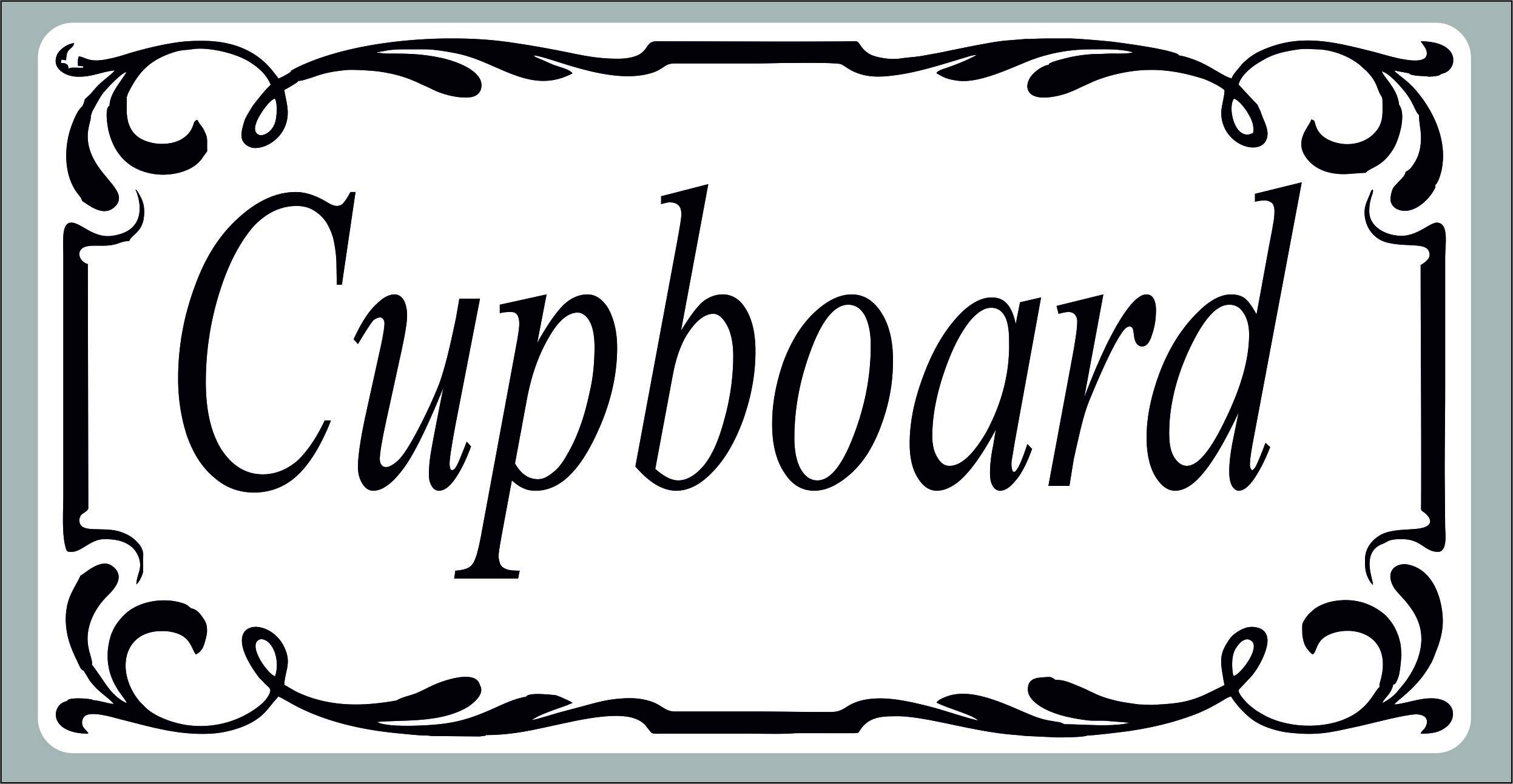 Cupboard Door Sign Self Adhesive Vinyl Sticker, Decal : Amazon.co.uk ...