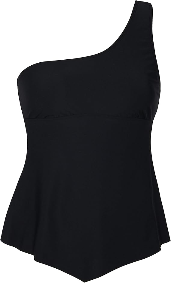 Amazon.com: coastal rose Women's Swimsuit One Shoulder Tankini Top ...