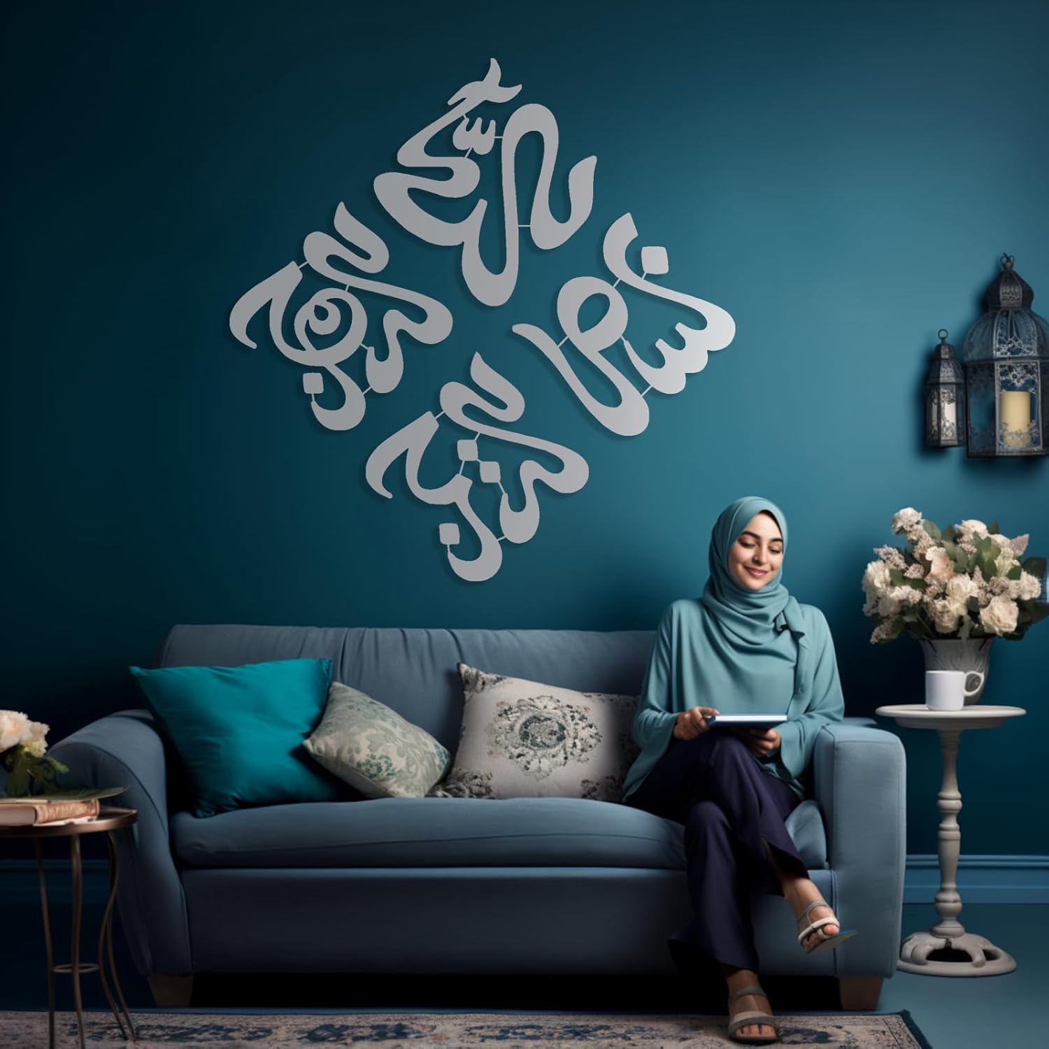 Amazon.com: 4 Pcs Basmala Metal Islamic Wall Art For Living Room ...