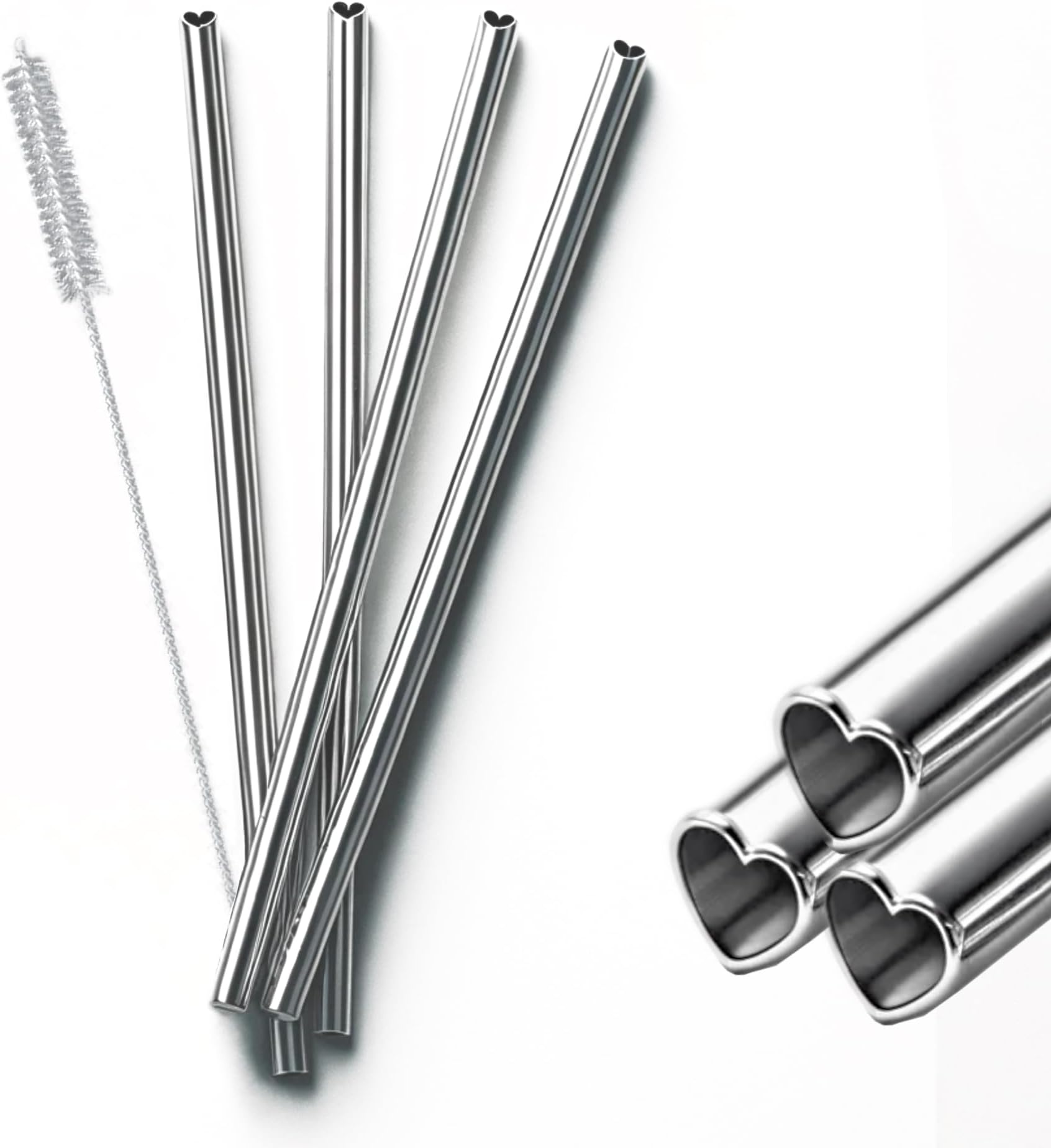 Amazon.com: Vilihkc Stainless Steel Straw, heart-shaped mouth Food ...