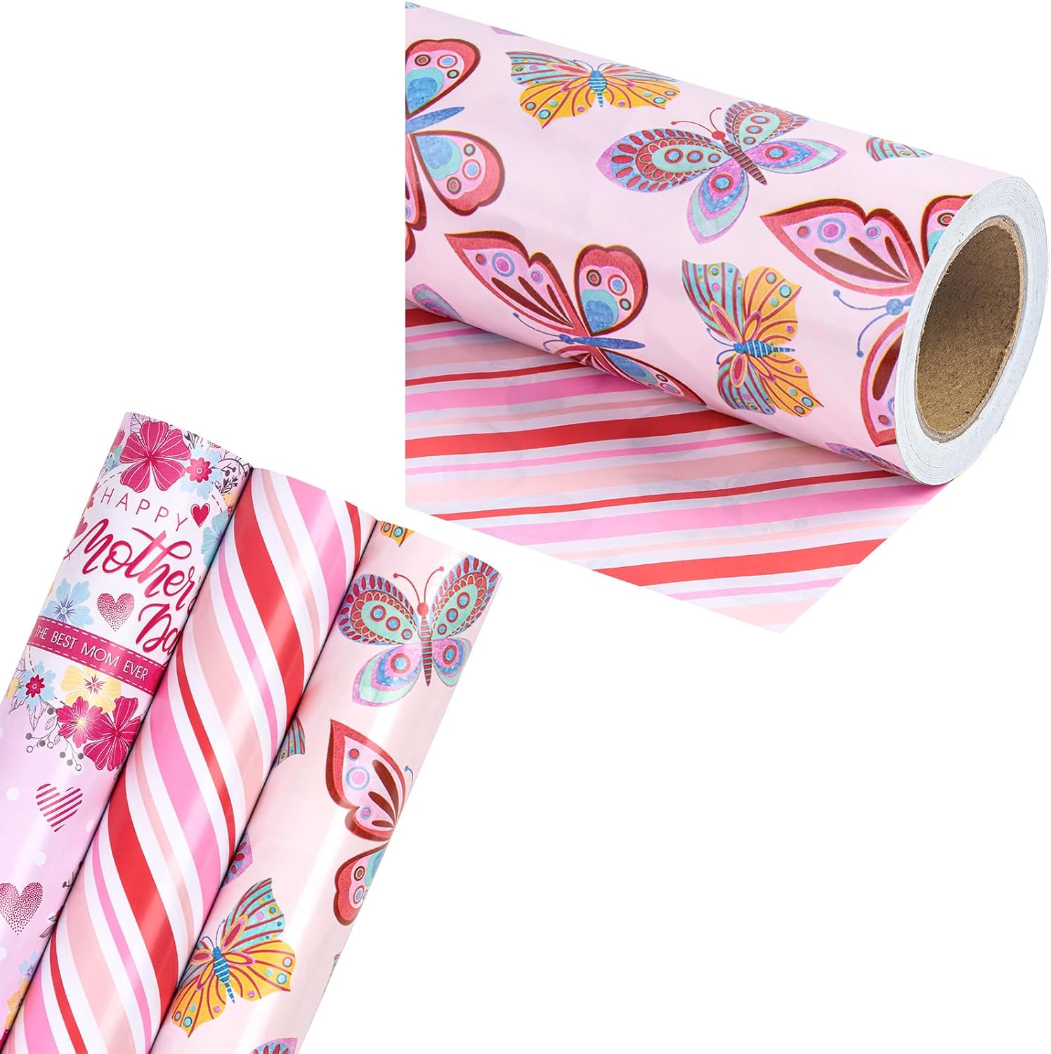 Amazon.com: WRAPAHOLIC Wrapping Paper Roll - 3 Rolls - 17 inch X 120 ...
