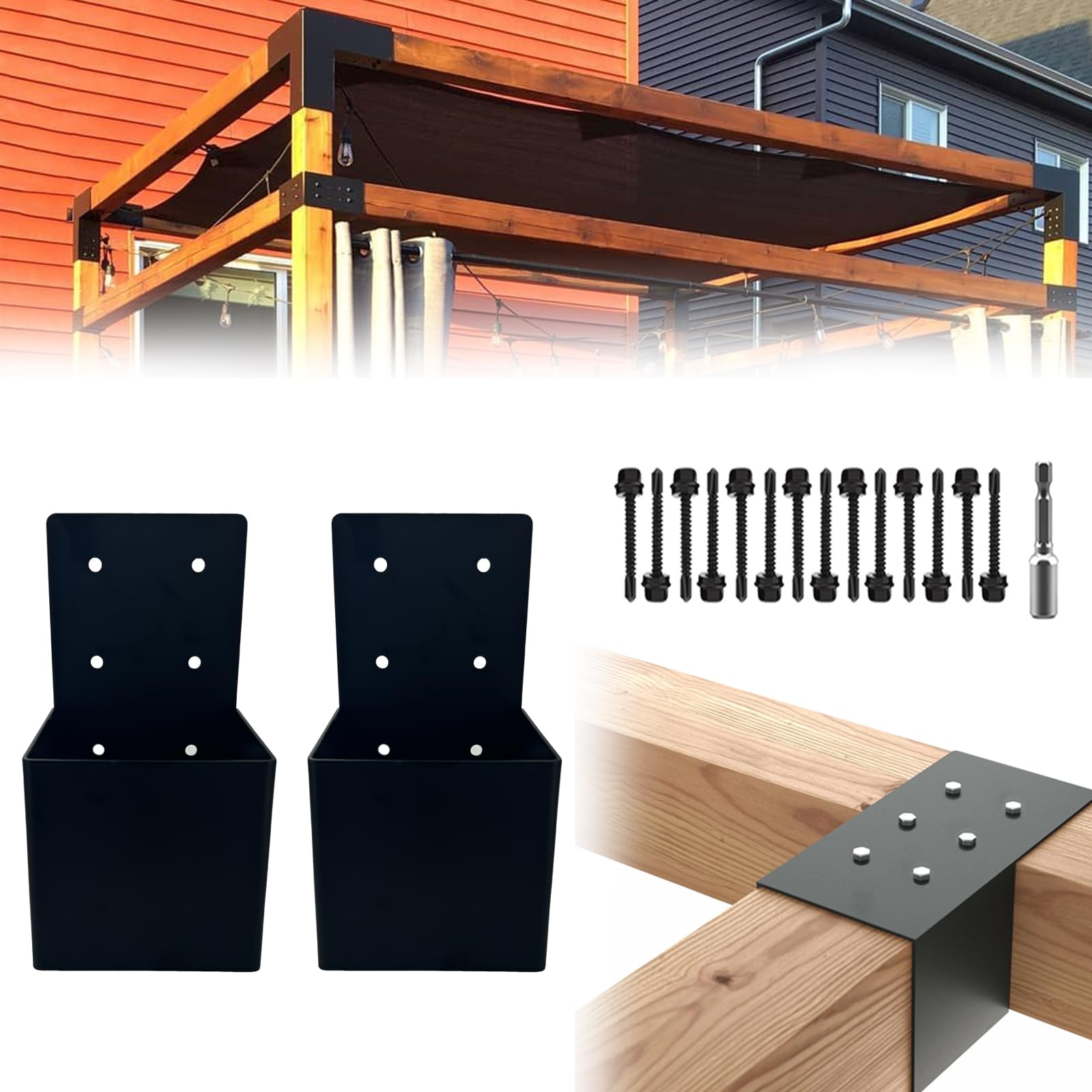 ITEVE.GD Pergola Brackets,Post Top Rafter Brackets,Deck Railing ...