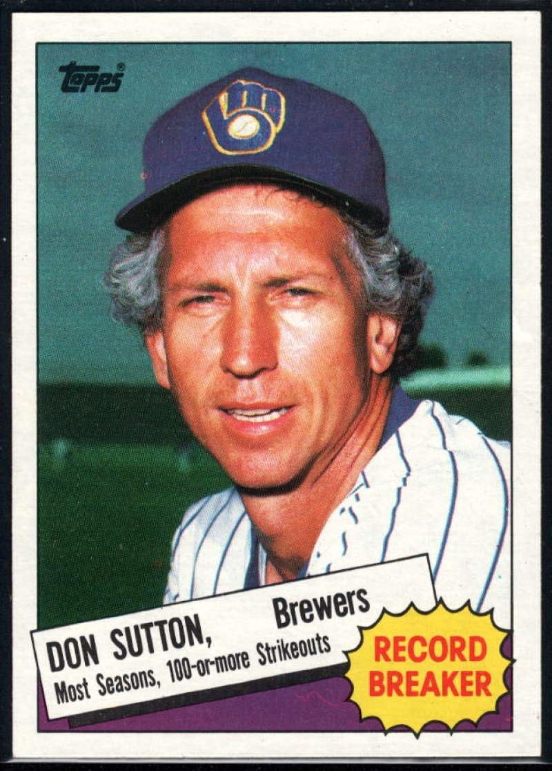 Amazon.com: 1985 Topps Baseball #10 Don Sutton Milwaukee Brewers Record ...
