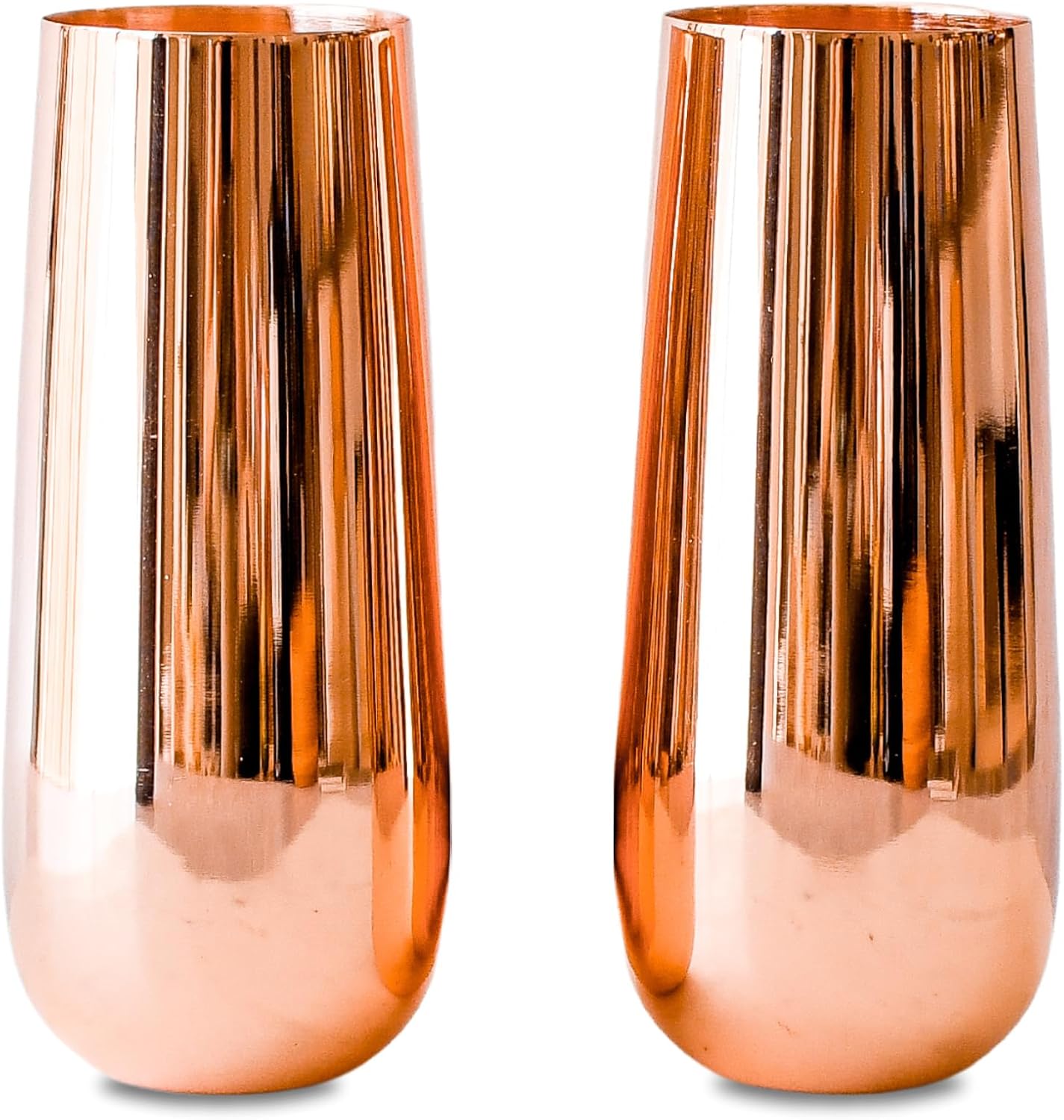 Amazon.com | CLINQ - Stemless Copper Champagne Flutes | Elegant Rose ...