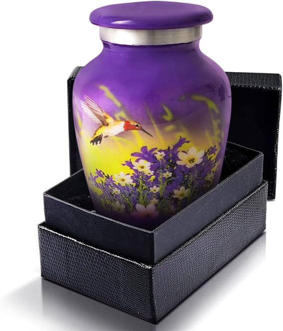 Amazon.com: Hummingbird Keepsake Urn for Ashes - Purple Mini Cremation ...