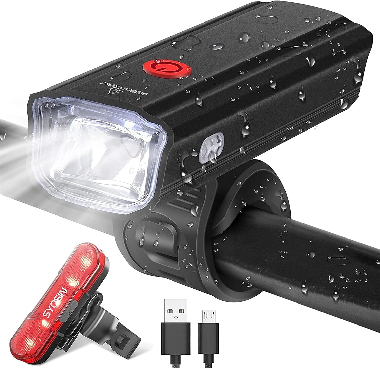 Amazon.com : USB Rechargeable Bike Light Set High Lumen Front and Rear ...