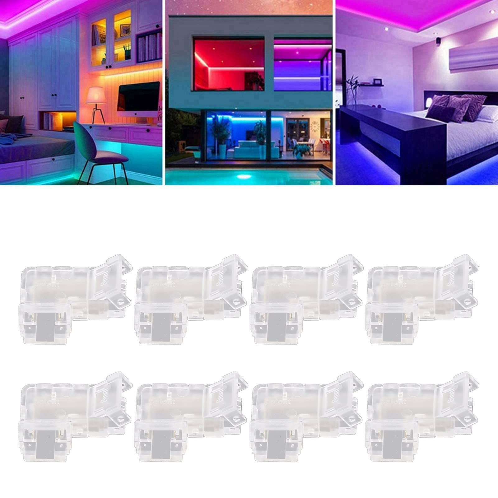 Solderless LED Connectors 8mm COB LED Connectors - L-Shaped Corner ...