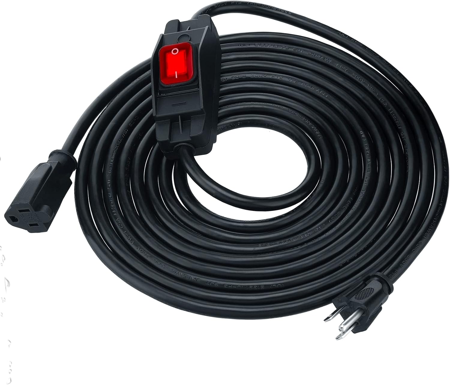 Weewooday 3 Prong Outdoor Extension Cord with Waterproof Switch 1875W ...