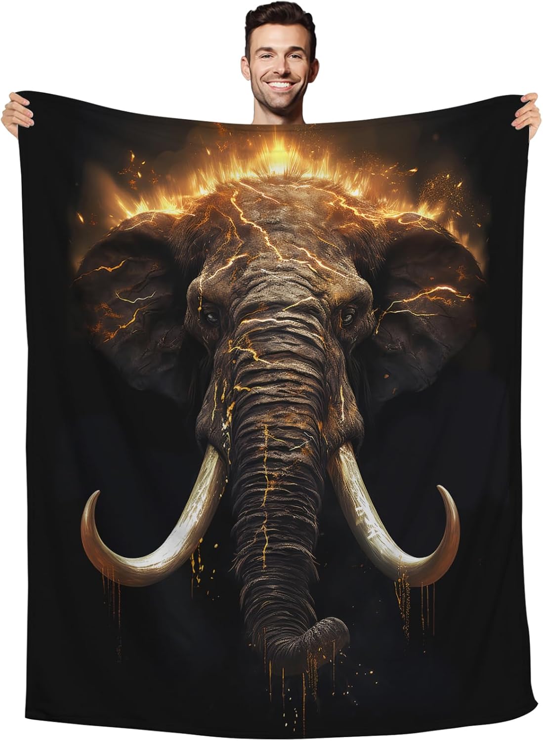 Amazon.com: Huke Elephant Gifts Blanket, Cool Fire Lightning Elephant ...