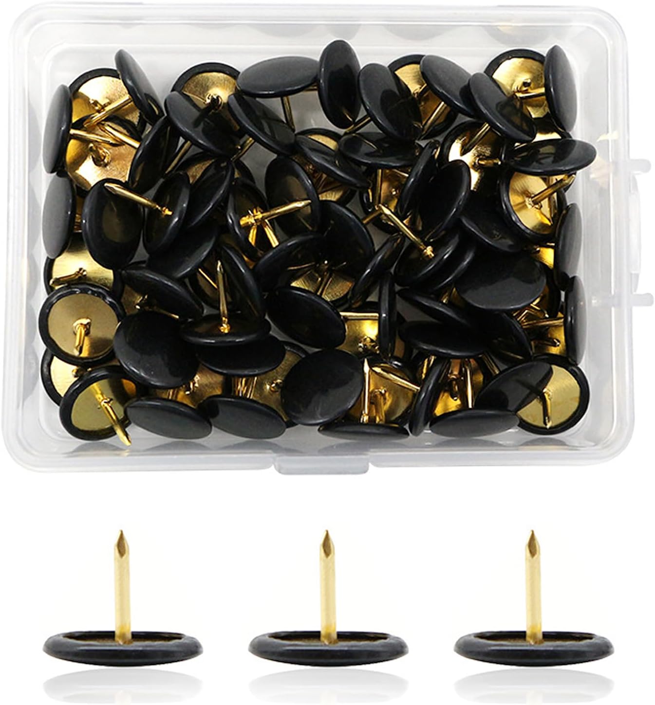 SULIVES 100 Pcs Black Drawing Pins - 0.41 * 0.35inch Round Head ...