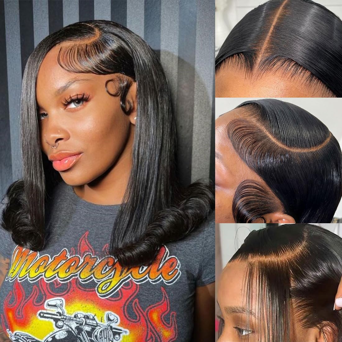 Amazon.com : MSGEM 220 Density 13×4 Straight Lace Front Wig Virgin ...