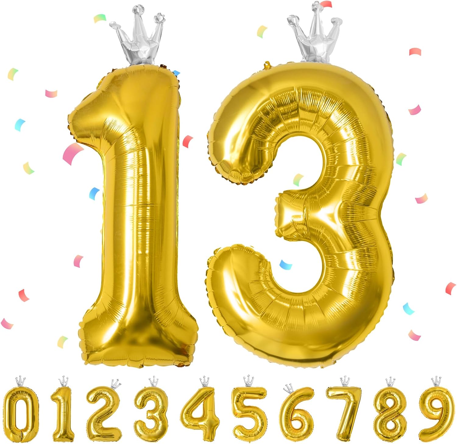 Globos dorados de 40 pulgadas con el número 13 13 globos de corona de ...