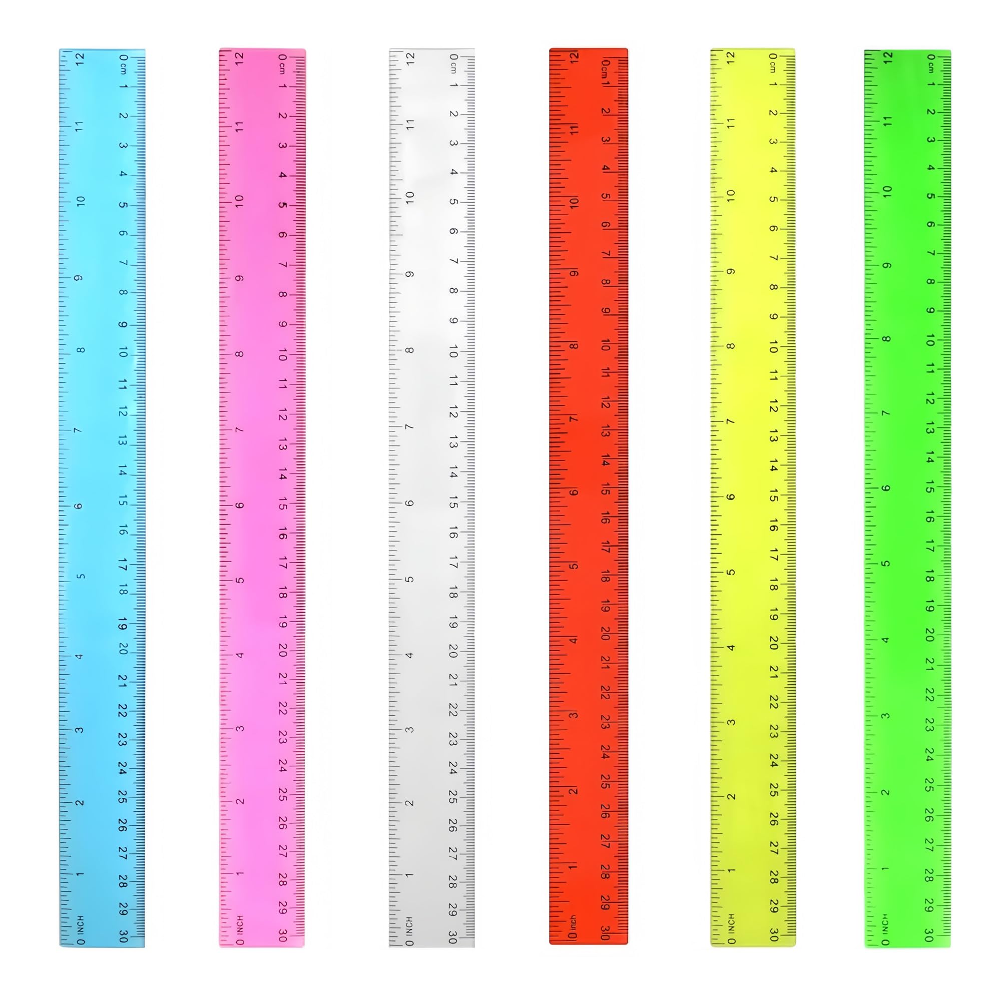 6 Pcs 30cm Ruler,Foldable Ruler,Soft Bendable Ruler 30cm,Bendable Ruler ...