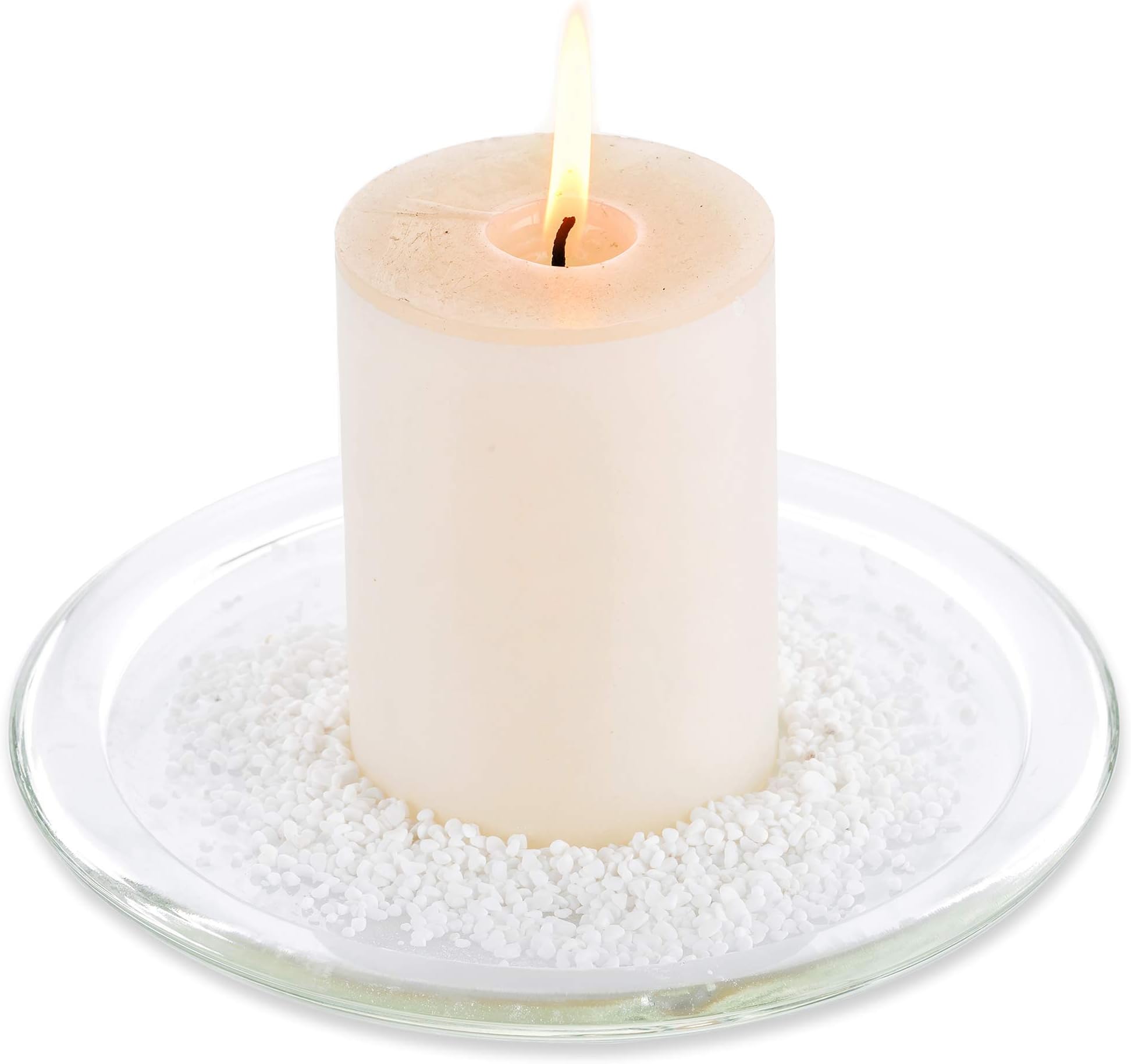 Amazon.com: Clear Glass Pillar Candle Holder Plates 4 Inch Round Glass ...