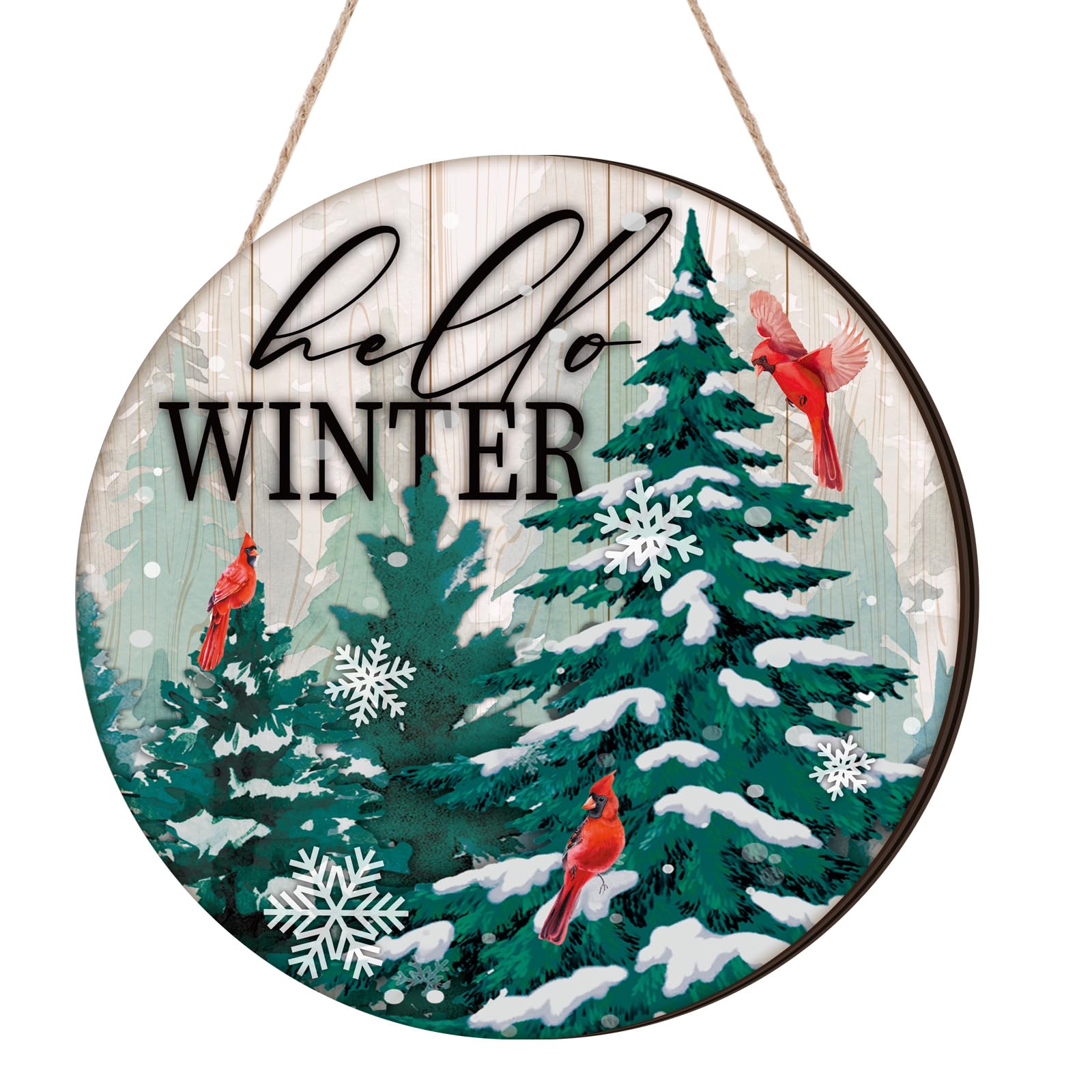 Amazon.com: Hello Winter Welcome Door Sign Winter Christmas Door Decor ...