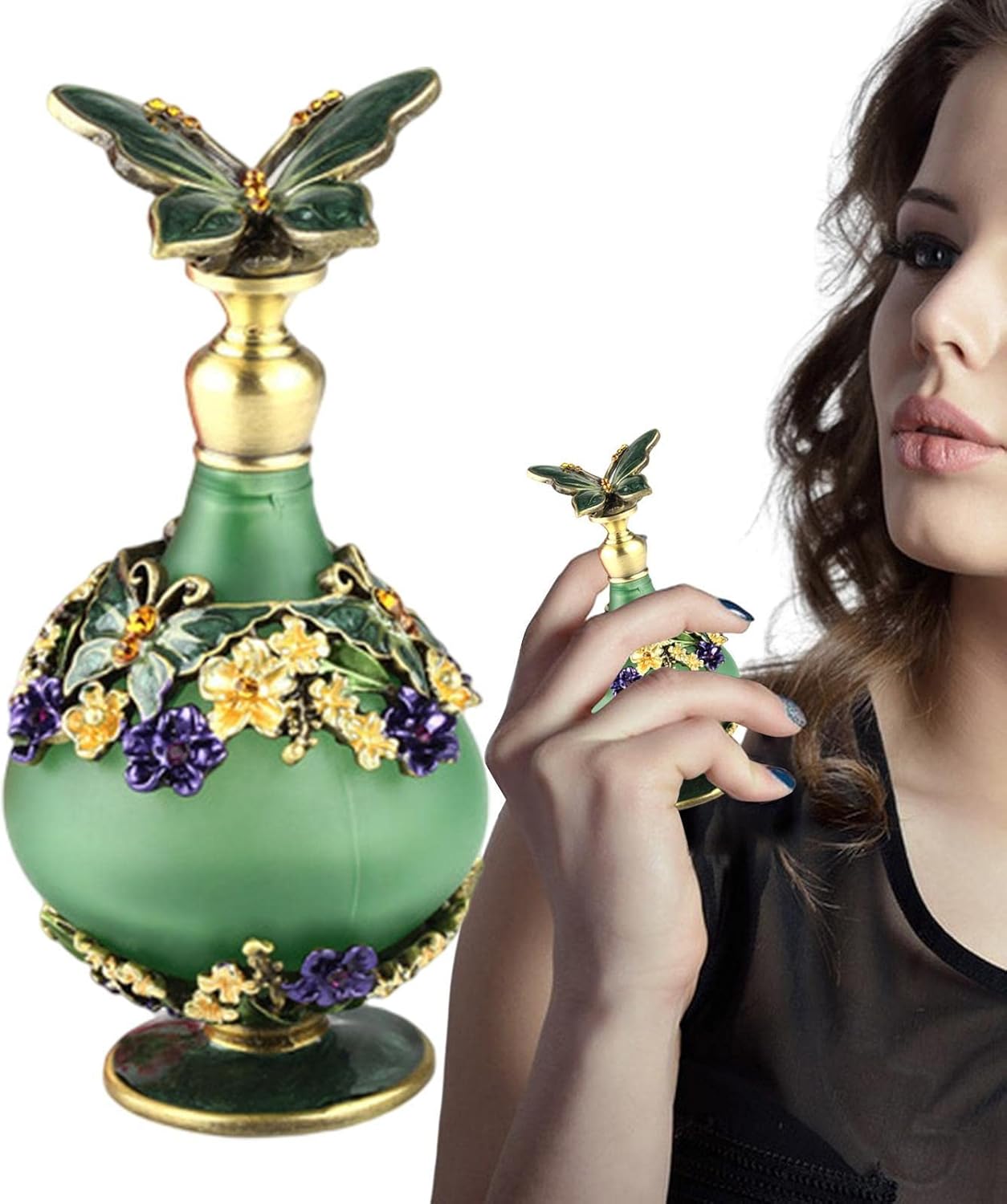 Amazon.com: MOTHAF Retro Butterfly Perfume Bottle, Fancy Retro Round ...