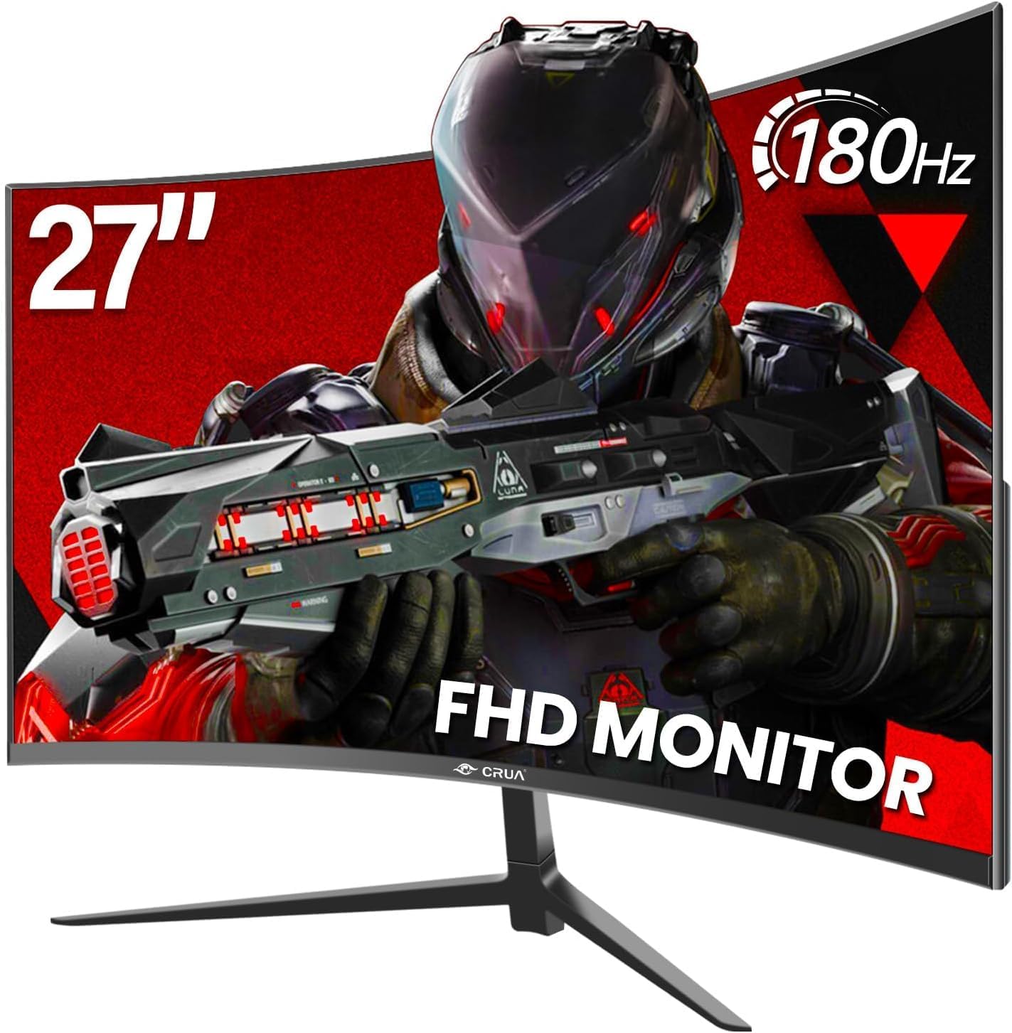 CRUA 27 Inch Curved Gaming Monitor, 165Hz/200Hz Full HD 1080P PC ...