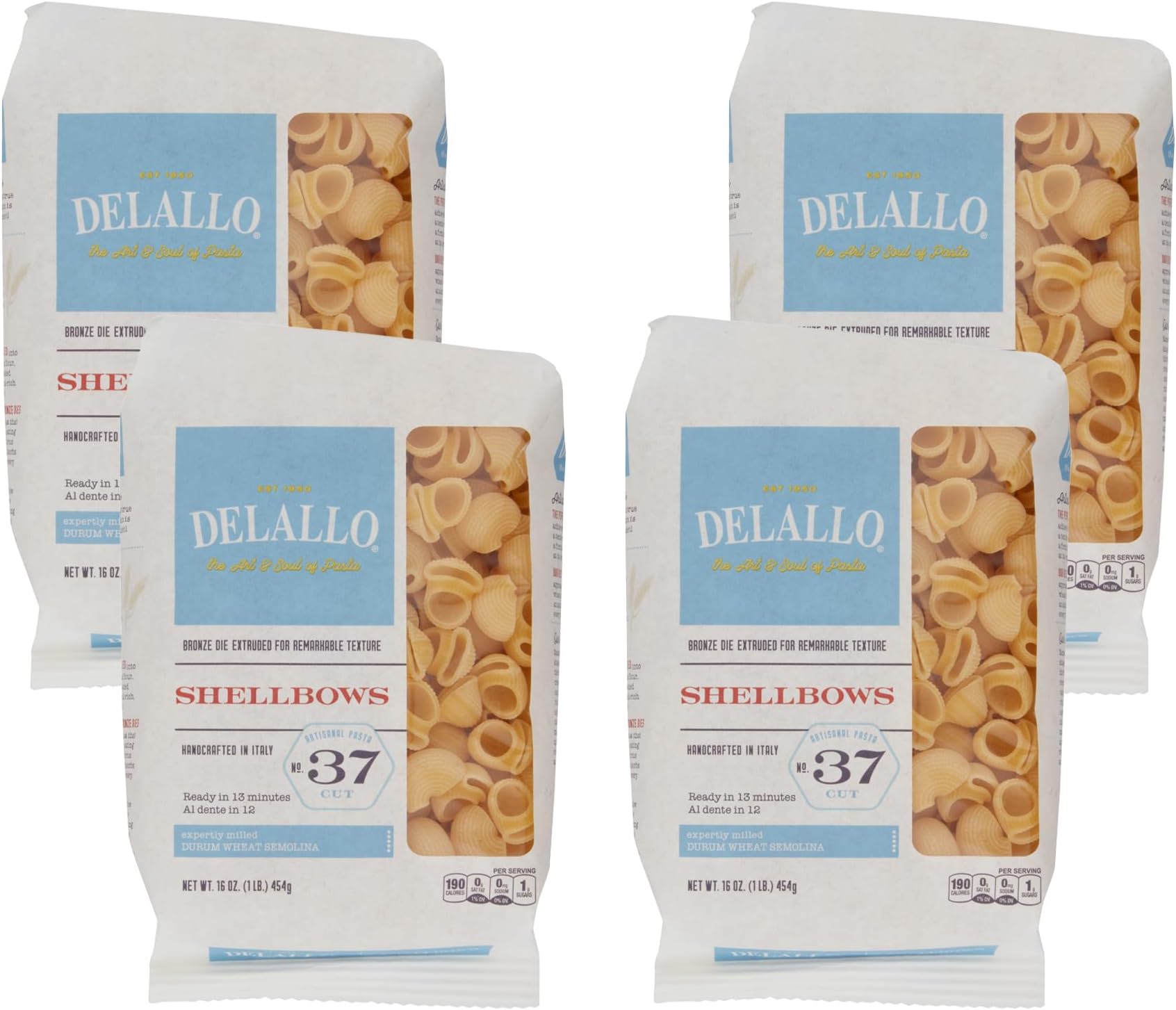 Amazon.com : DeLallo Shellbow Semolina Pasta, 1 Pound Bag, 4 Pack ...