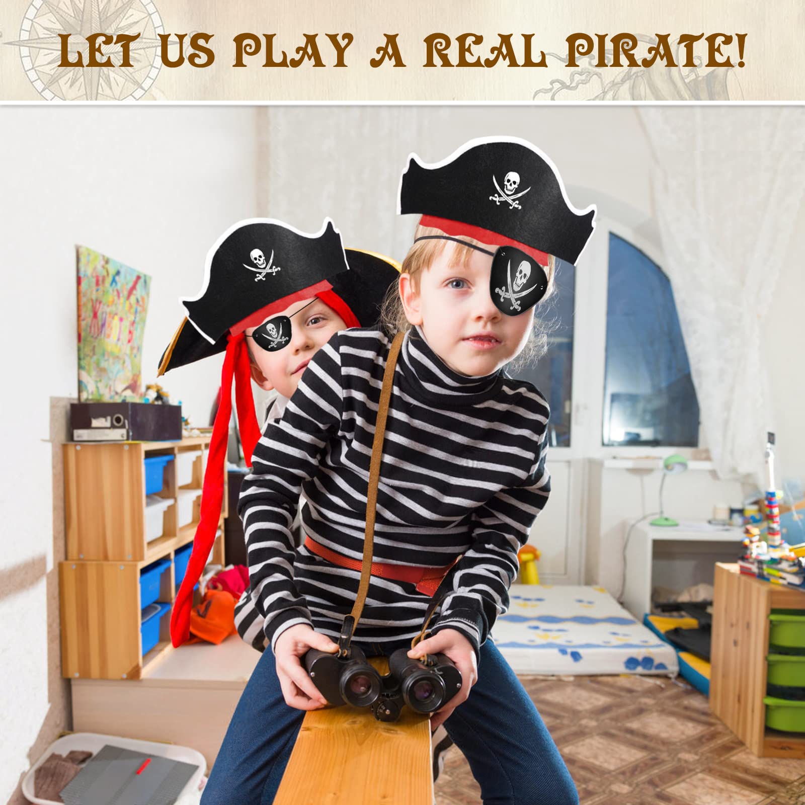 Snapklik.com : Pirate Hat Set Of 72pcs - Classic Costume Cap, Eye Mask ...