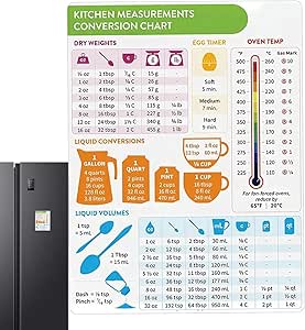 Cooking Conversion Chart Magnet - Cooking Measurements,Kitchen Fridge ...
