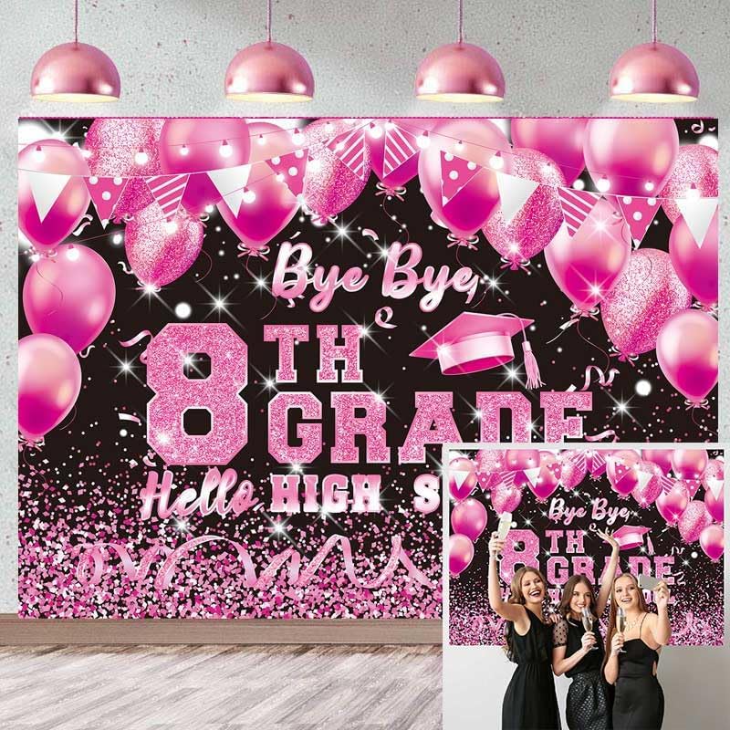 Amazon.com : Bye Bye 8TH Grade Hello High School Backdrop 7x5FT 8th ...