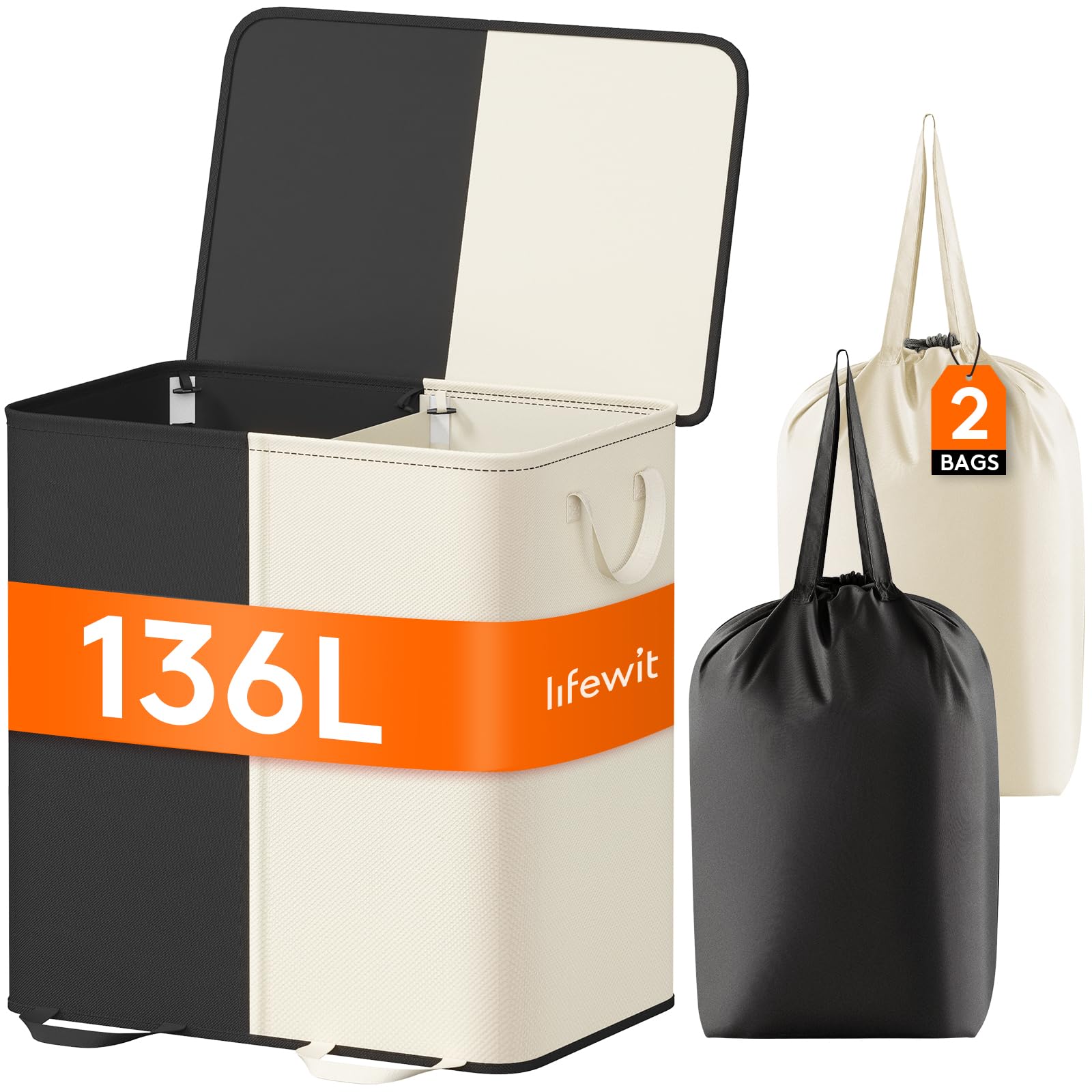 Amazon.com: Lifewit Double Laundry Hamper with Lid and Removable ...
