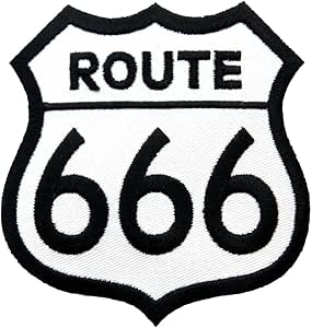 Amazon.com: Route 666 Embroidered Patch Iron-On Evil Highway Road Sign ...