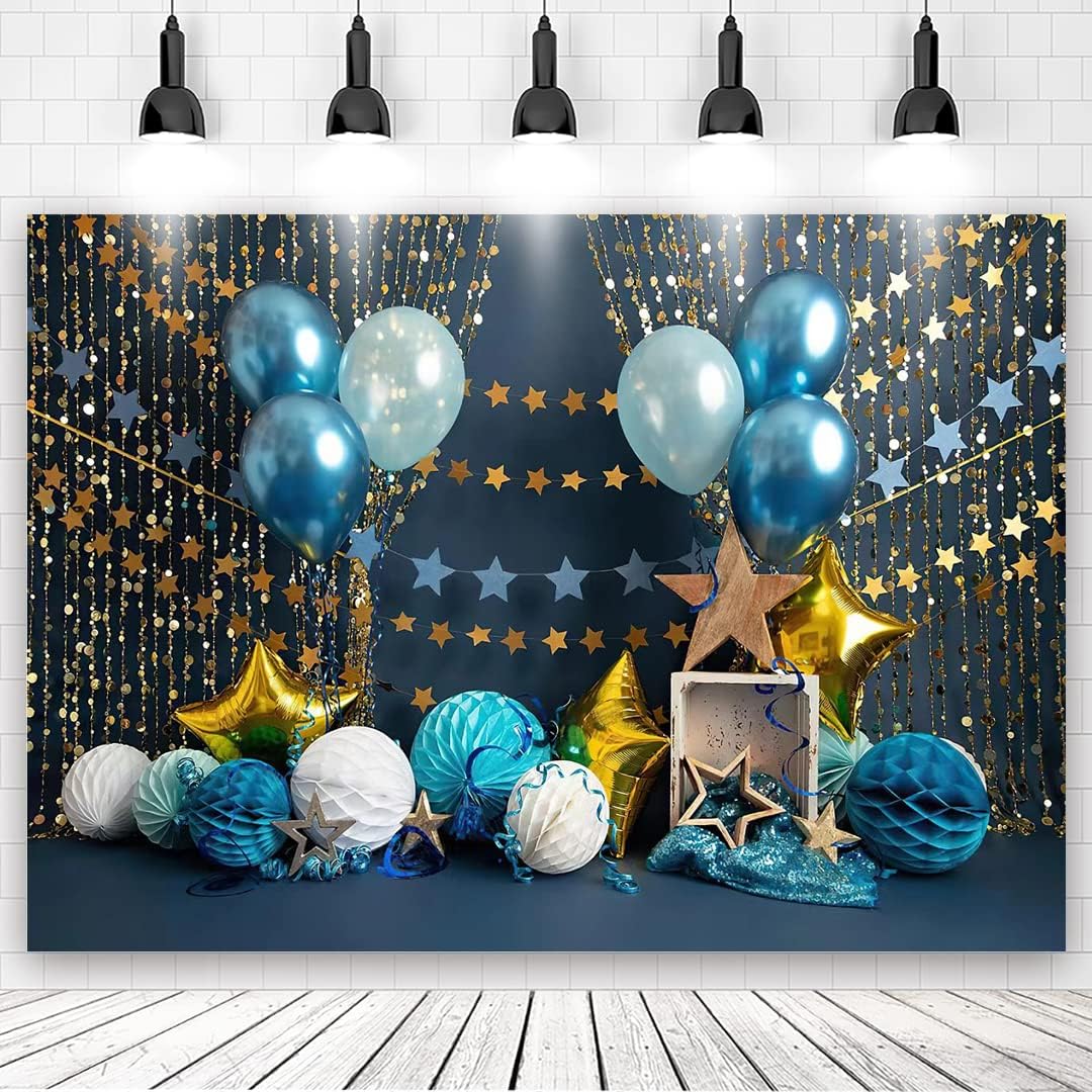 Amazon.com : 7x5ft Birthday Backdrop for Boy Portrait Blue Balloons ...