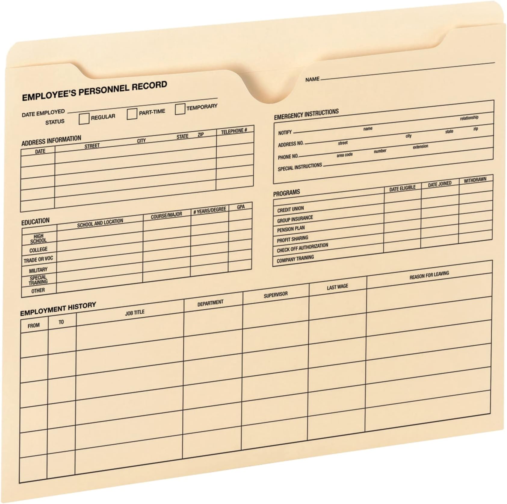 Amazon.com : TOPS Employee Record Master File Jacket, 1-1/4 Inch ...
