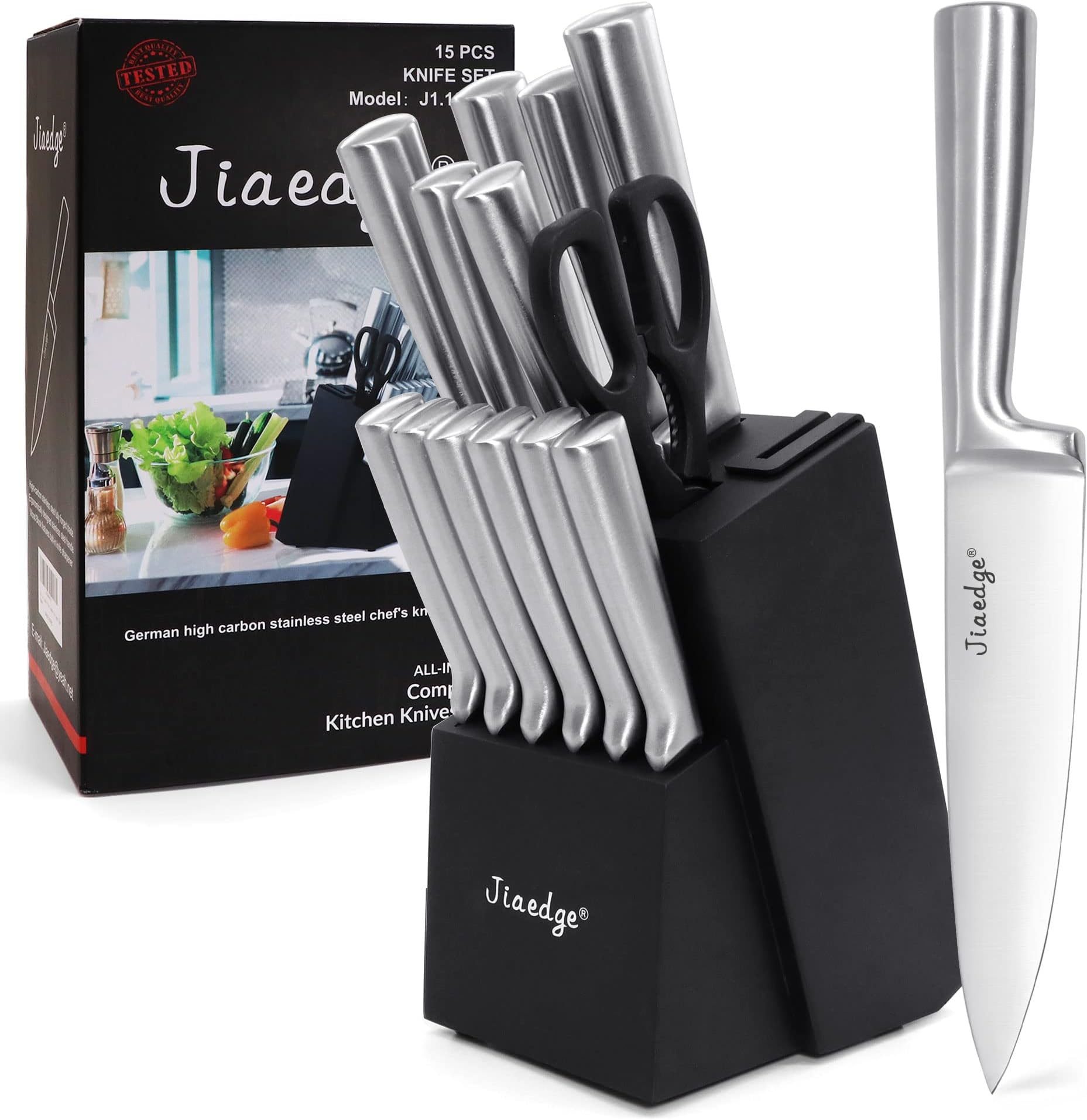 Amazon.com: Smart Kitchen Knife Set with block，6 pieces Stainless Steel ...