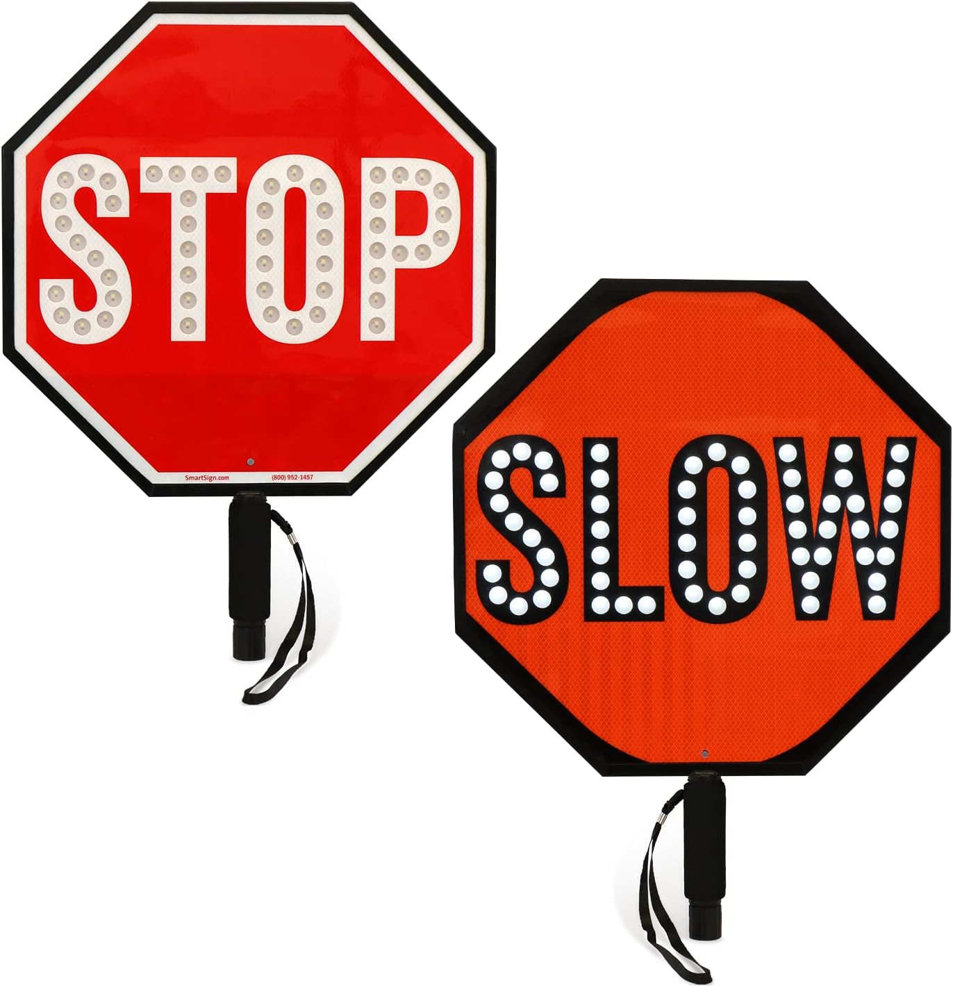 Amazon.com: SmartSign LED STOP SLOW Paddle - Reflective Hand Held Stop ...