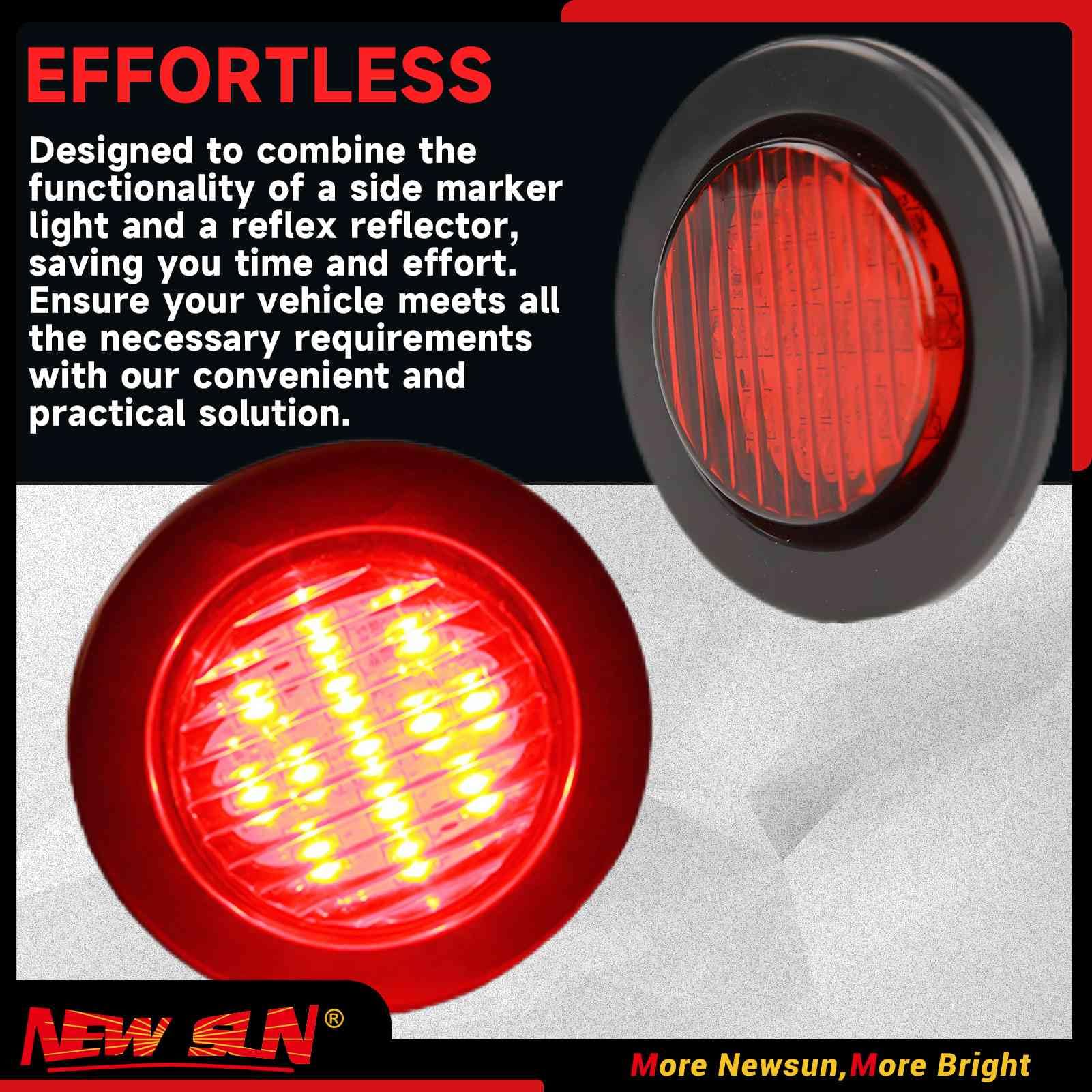 Snapklik.com : NEW SUN Premium 2.5" Round LED Trailer Lights, 13 Red ...