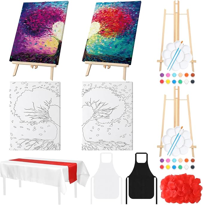 Amazon.com: Zhanmai 112 Pcs Sip and Paint Kit for Adults Date Night Pre Drawn Canvas Paint Kit ...