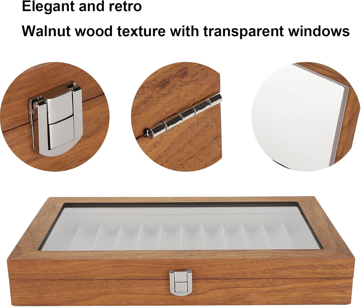 Pen Display Box, 12 Slot Wooden Fountain Pen Display Case Organizer ...