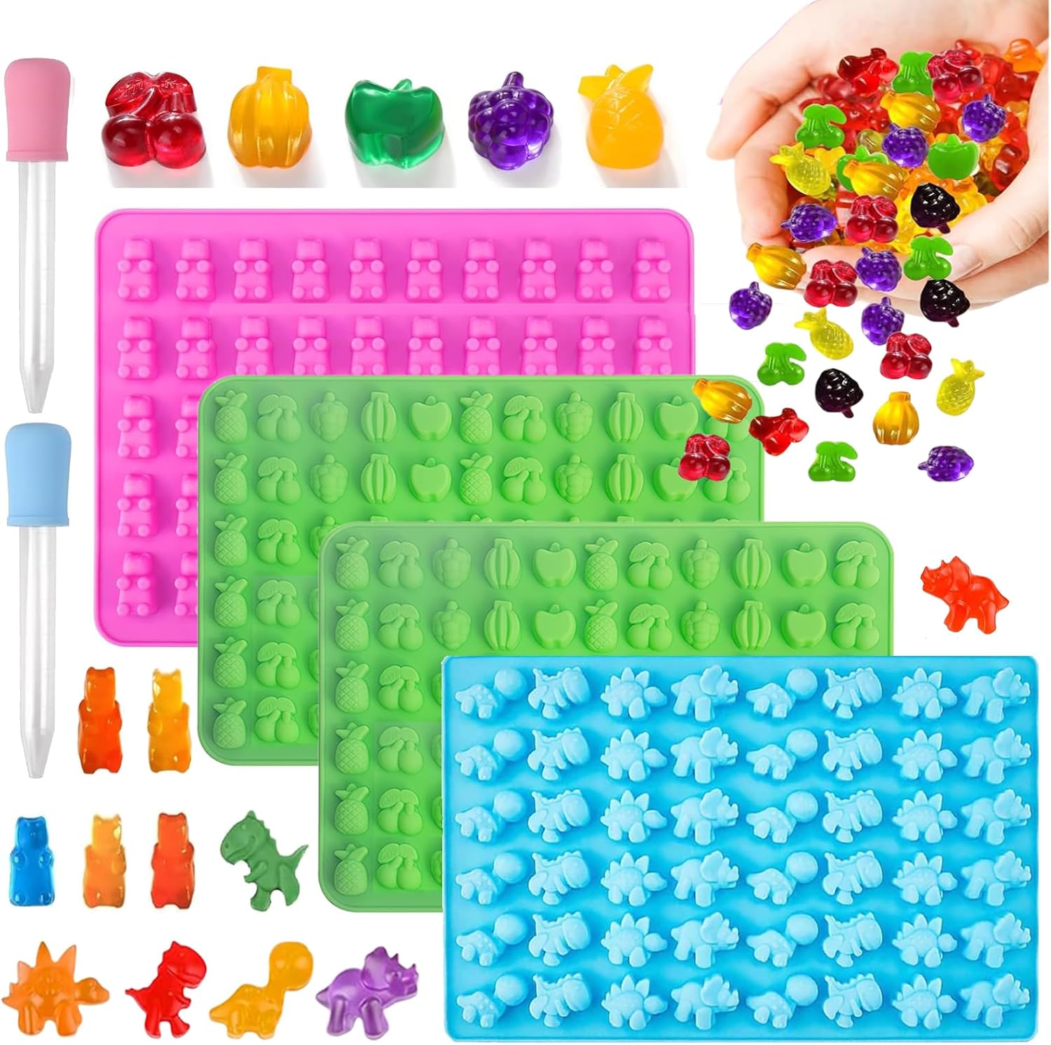 Fruit snack molds, Gummy Bear Molds Silicone Mini Size, Non-stick ...
