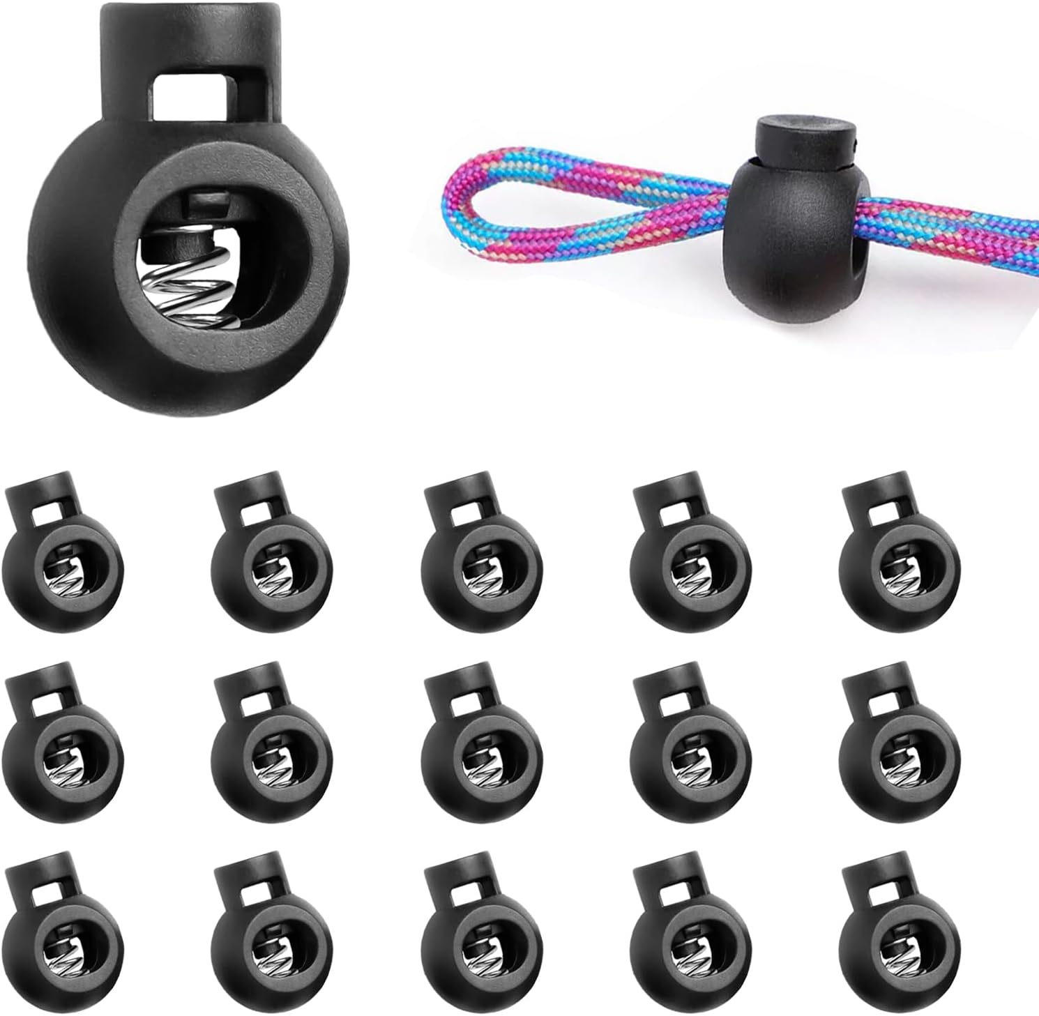 Amazon.com: Plastic Round Cord Lock, Fastener Toggles Clip Stopper ...