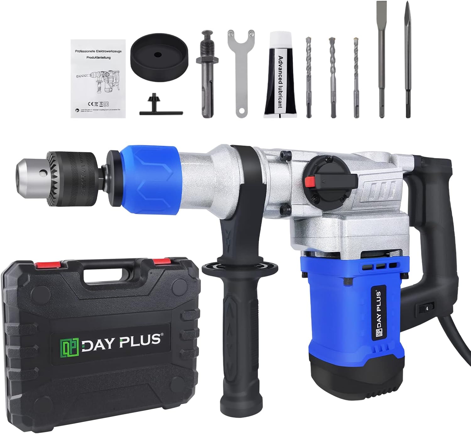 1500W Rotary Hammer Drill, 4500 RPM SDS Hammer Drill Impact Drill ...