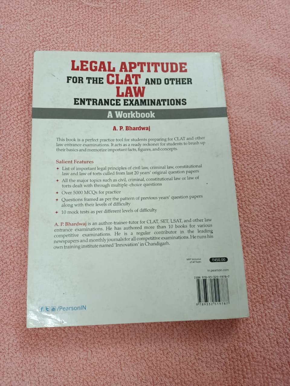 Legal Aptitude for the CLAT (Old Edition): A Workbook : Bhardwaj ...