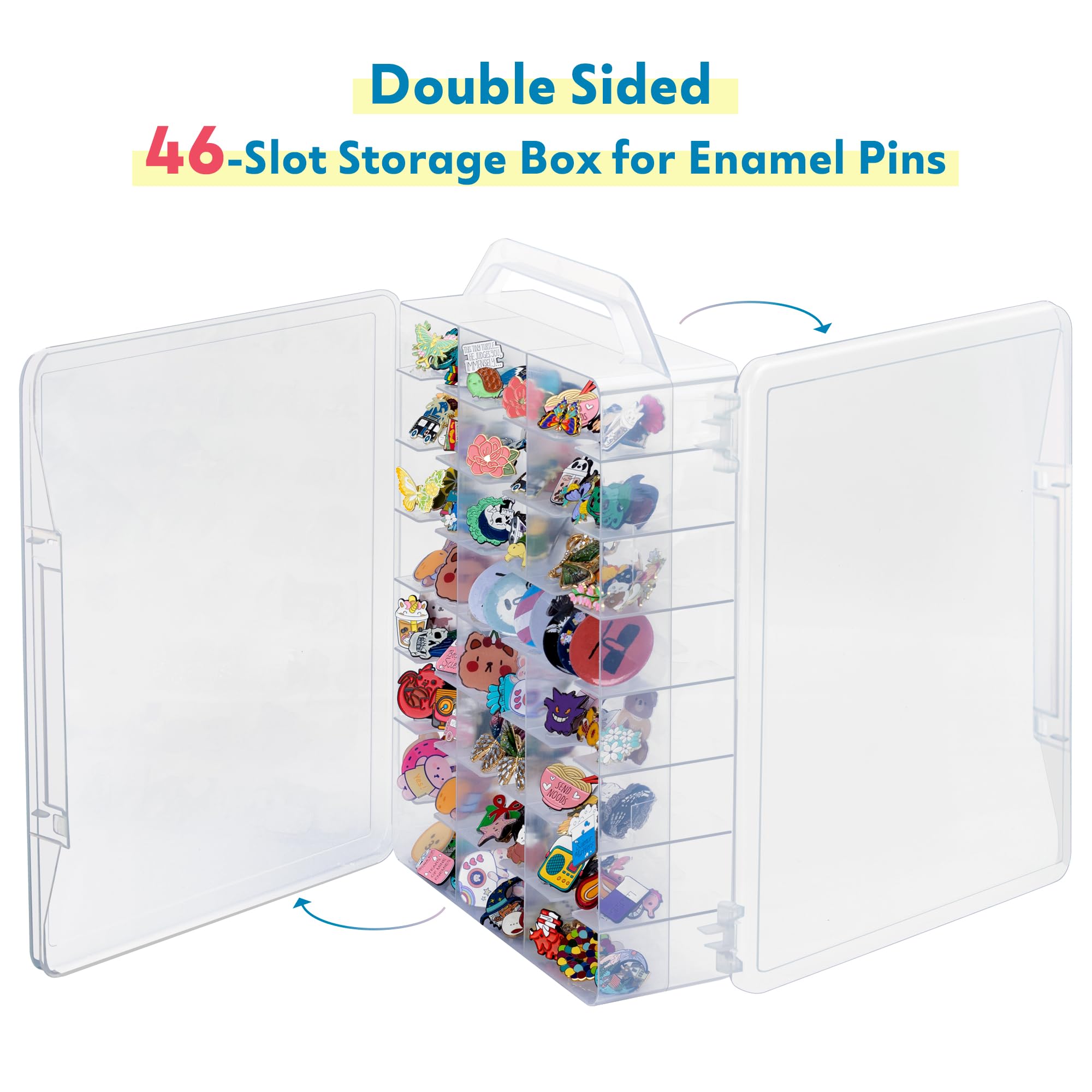 Snapklik.com : Portable Double-Sided Pin Storage Case - 46 Compartments ...