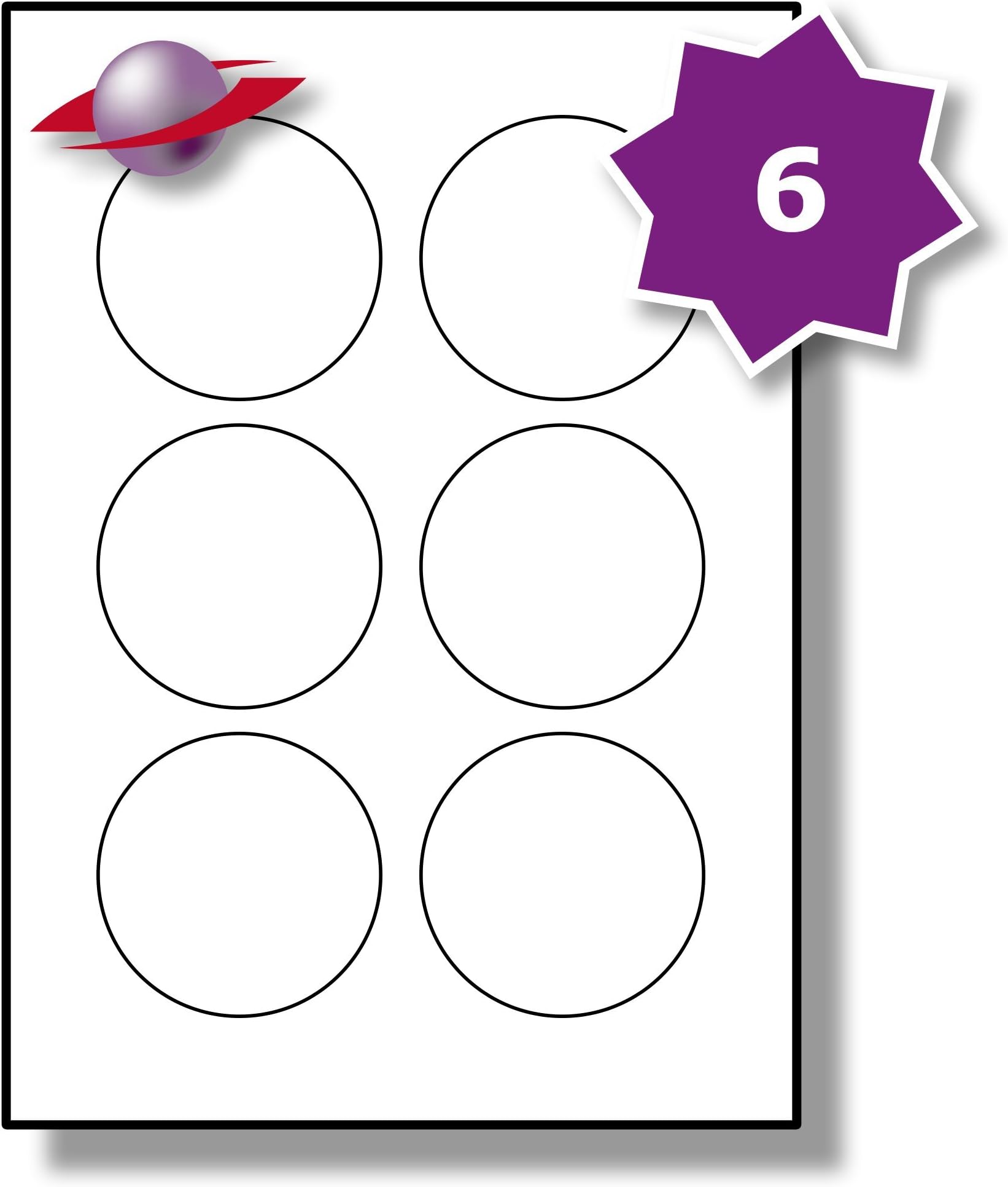 Label Planet® 6 Per Page/Sheet, 5 Sheets (30 Round Sticky Labels ...